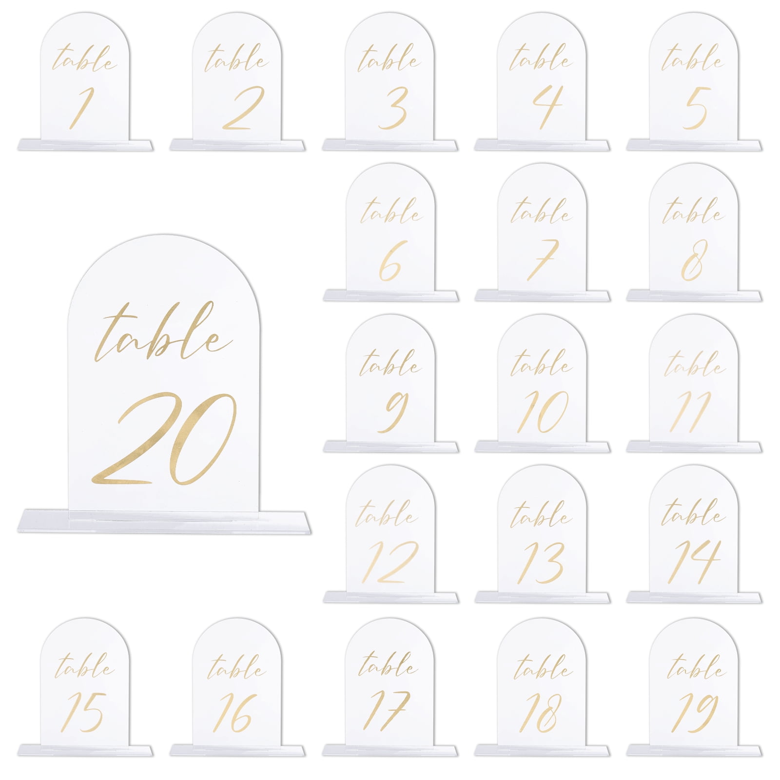 Uxcell Arch Table Numbers 1-20, 6"x4" Acrylic Display Signs and Holders ...