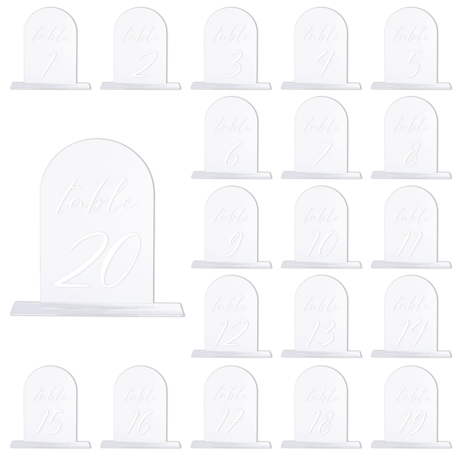 Uxcell Arch Table Numbers 1-20, 6"x4" Acrylic Display Signs and Holders ...