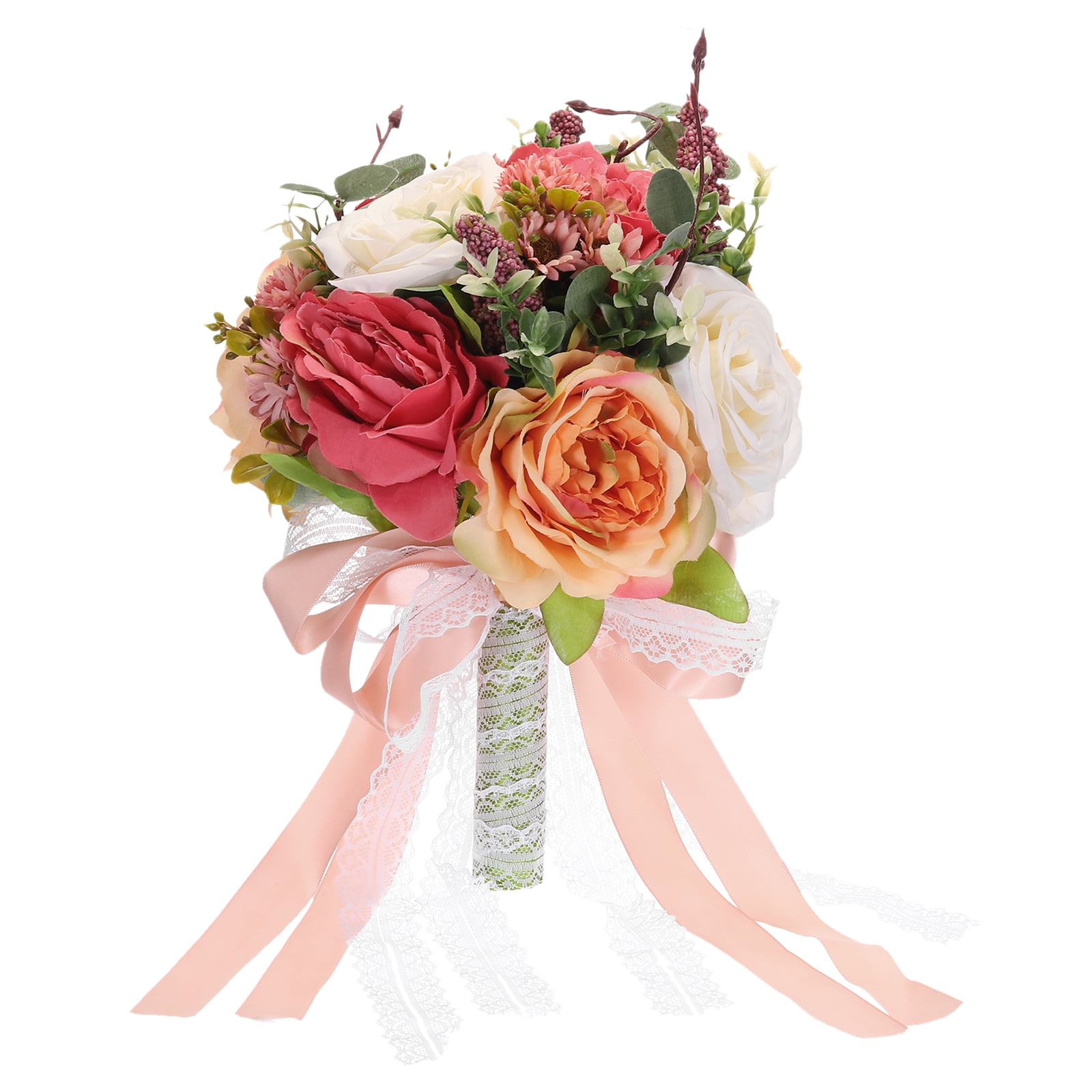Uxcell Artificial Bridal Bouquet Wedding Flowers Bouquets with Silk ...