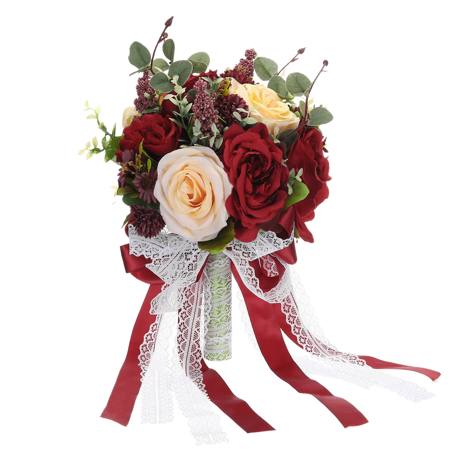 Uxcell Artificial Bridal Bouquet Wedding Flowers Bouquets with Silk ...
