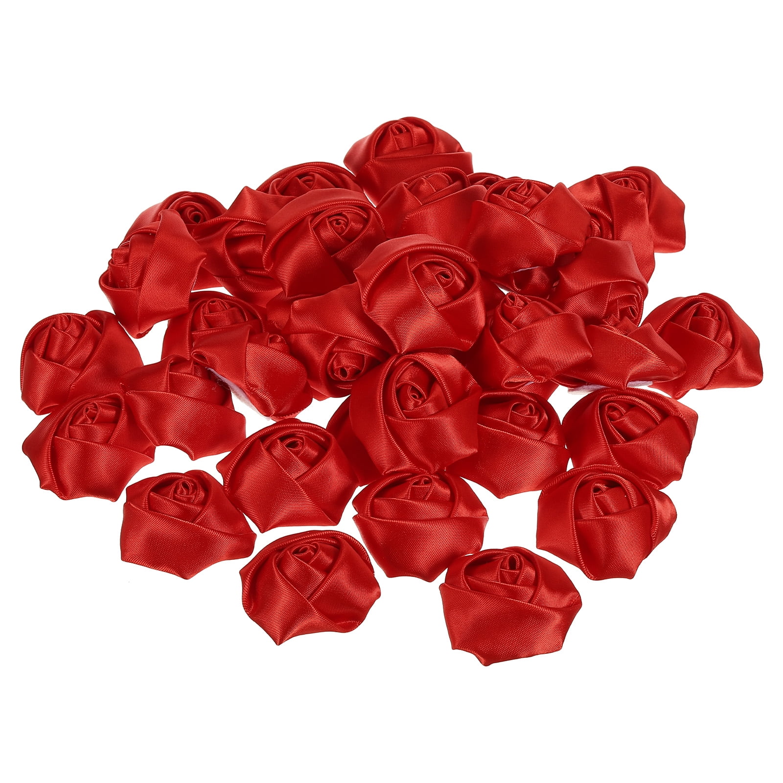 Uxcell Artificial Flowers Roses Heads Satin Ribbon Roses Fake Flowers ...