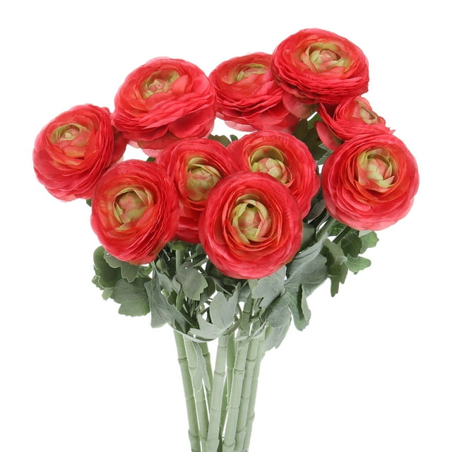 Uxcell Artificial Ranunculus Flowers, 10 Stems Faux Permanent Flower ...