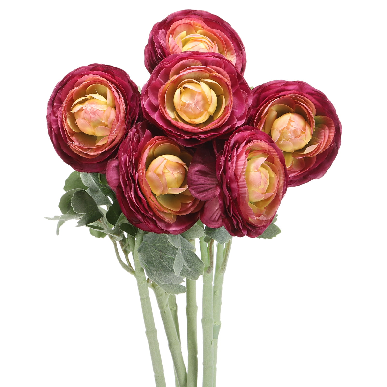 Uxcell Artificial Ranunculus Flowers, 6 Stems Faux Permanent Flower ...