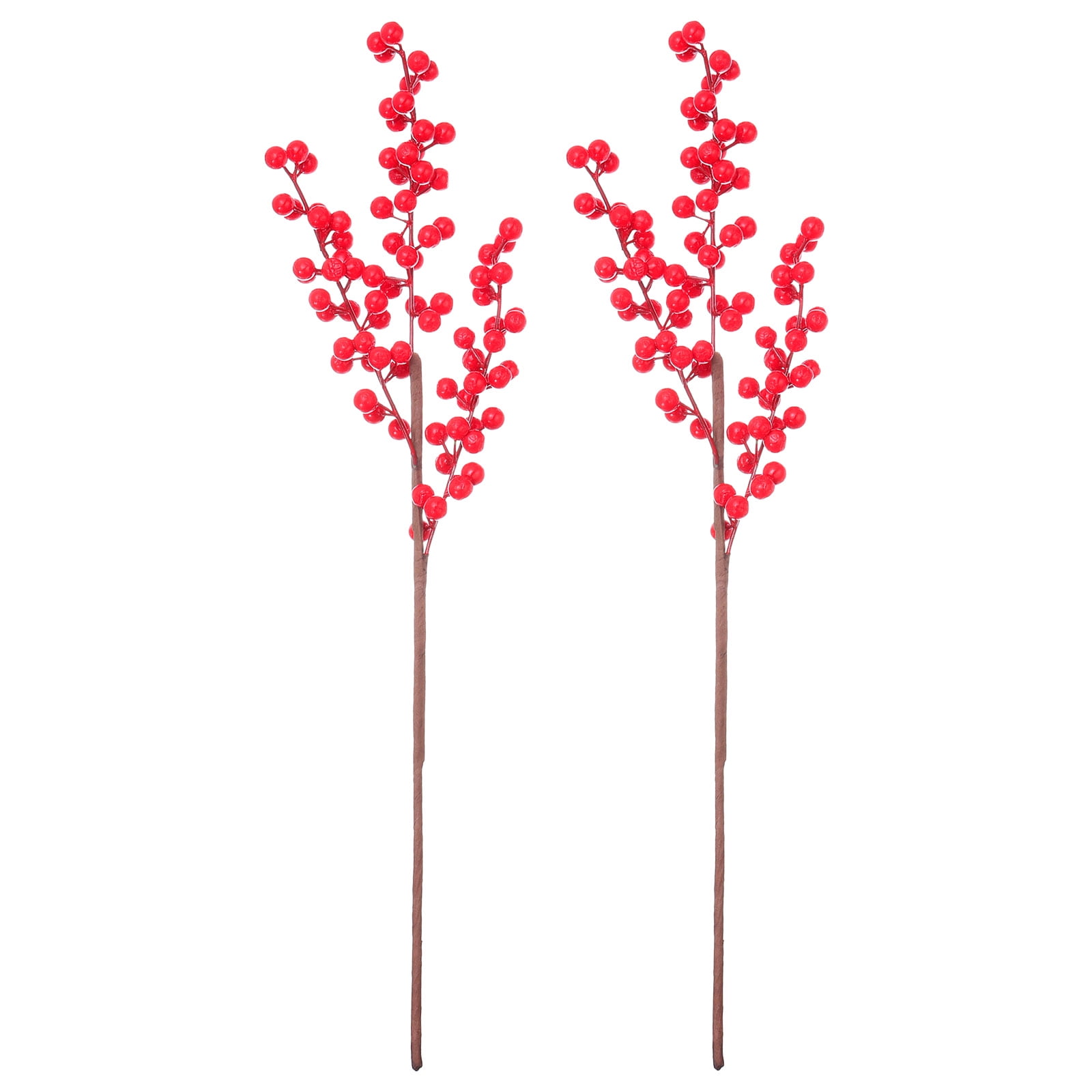 Uxcell Artificial Red Berry Stems, 2 Pack Holly Berries Branches Fake ...