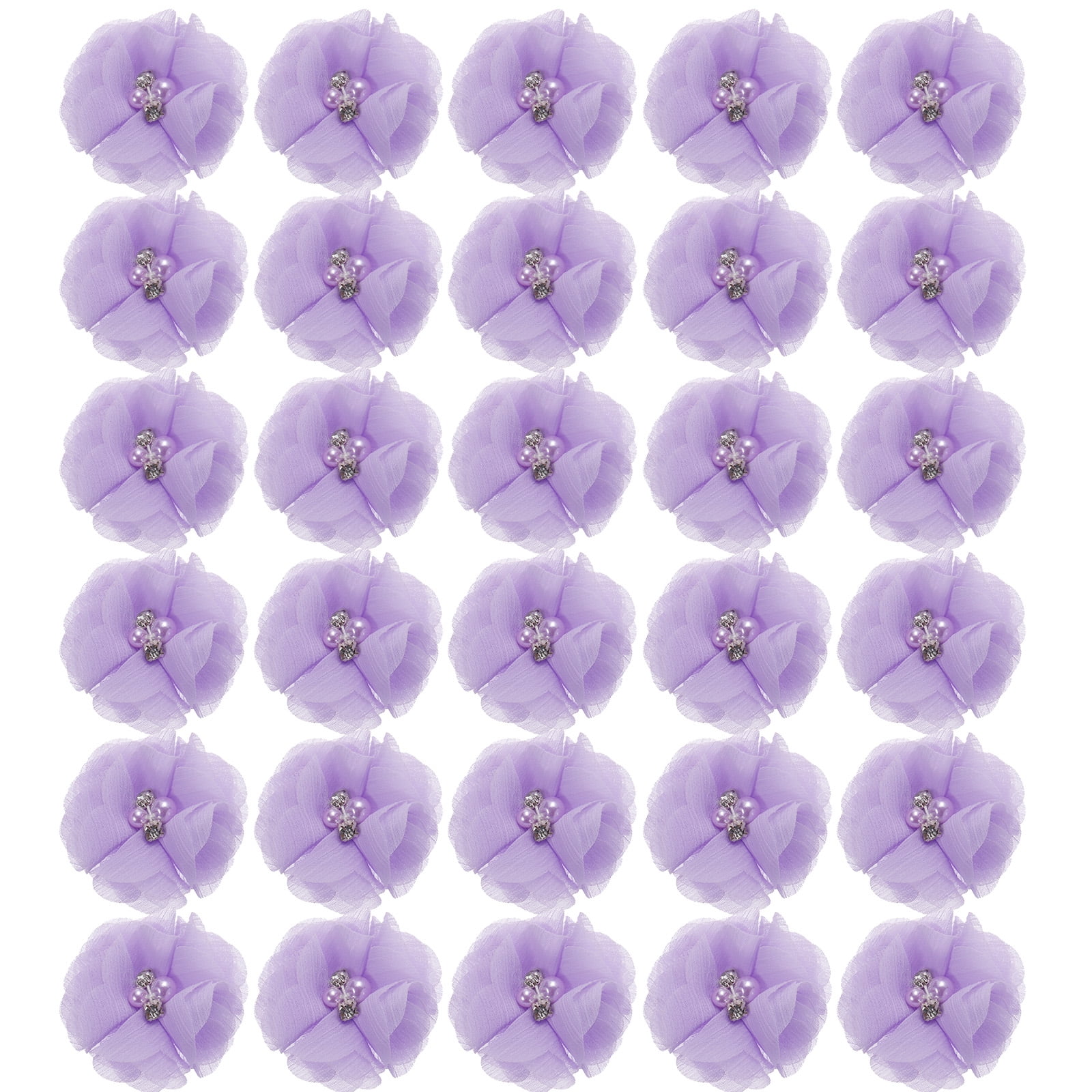 Uxcell Artificial Rhinestone Chiffon Flower Heads, Light Purple Faux ...