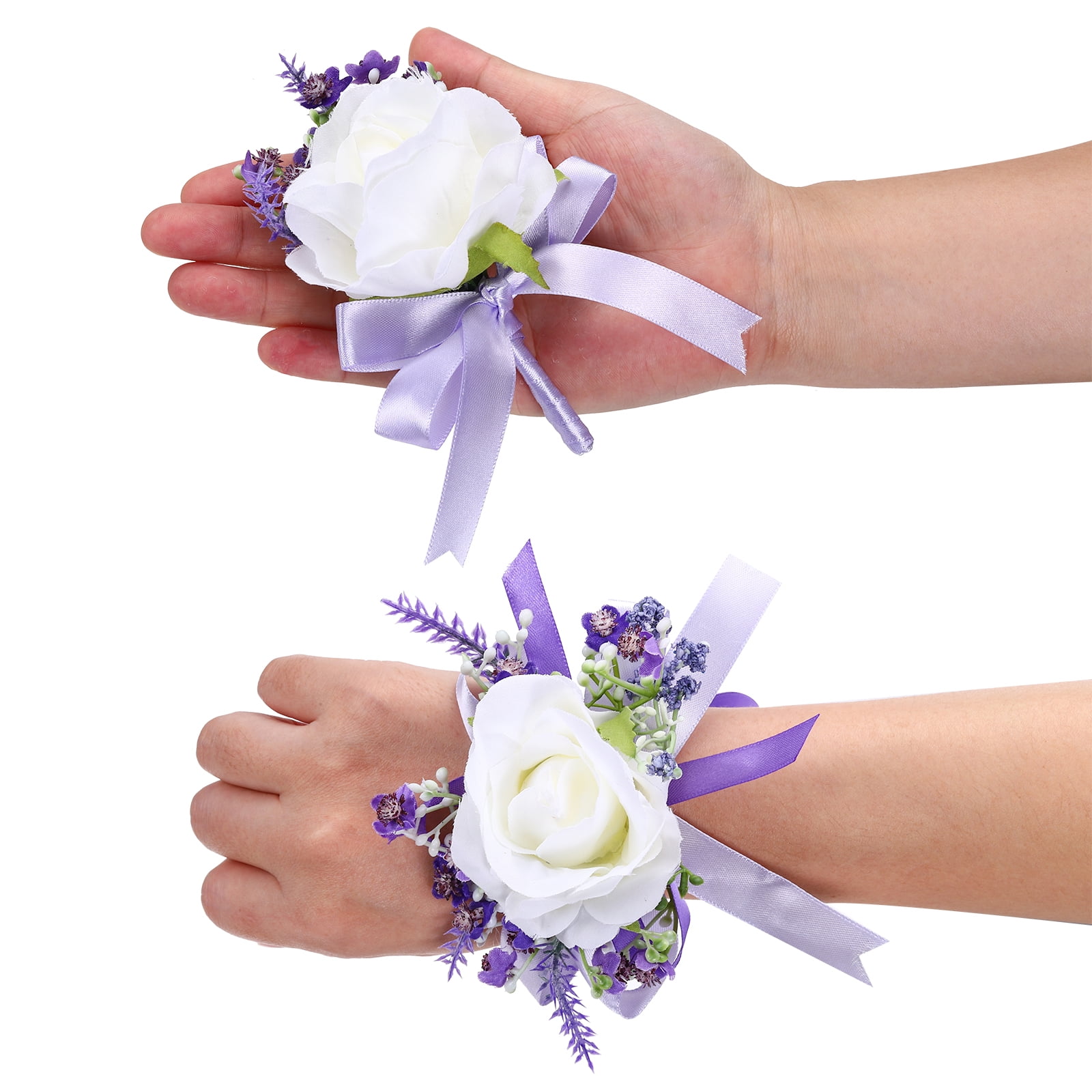 Uxcell Artificial Rose Wrist Corsage and Boutonnieres Set, White and ...