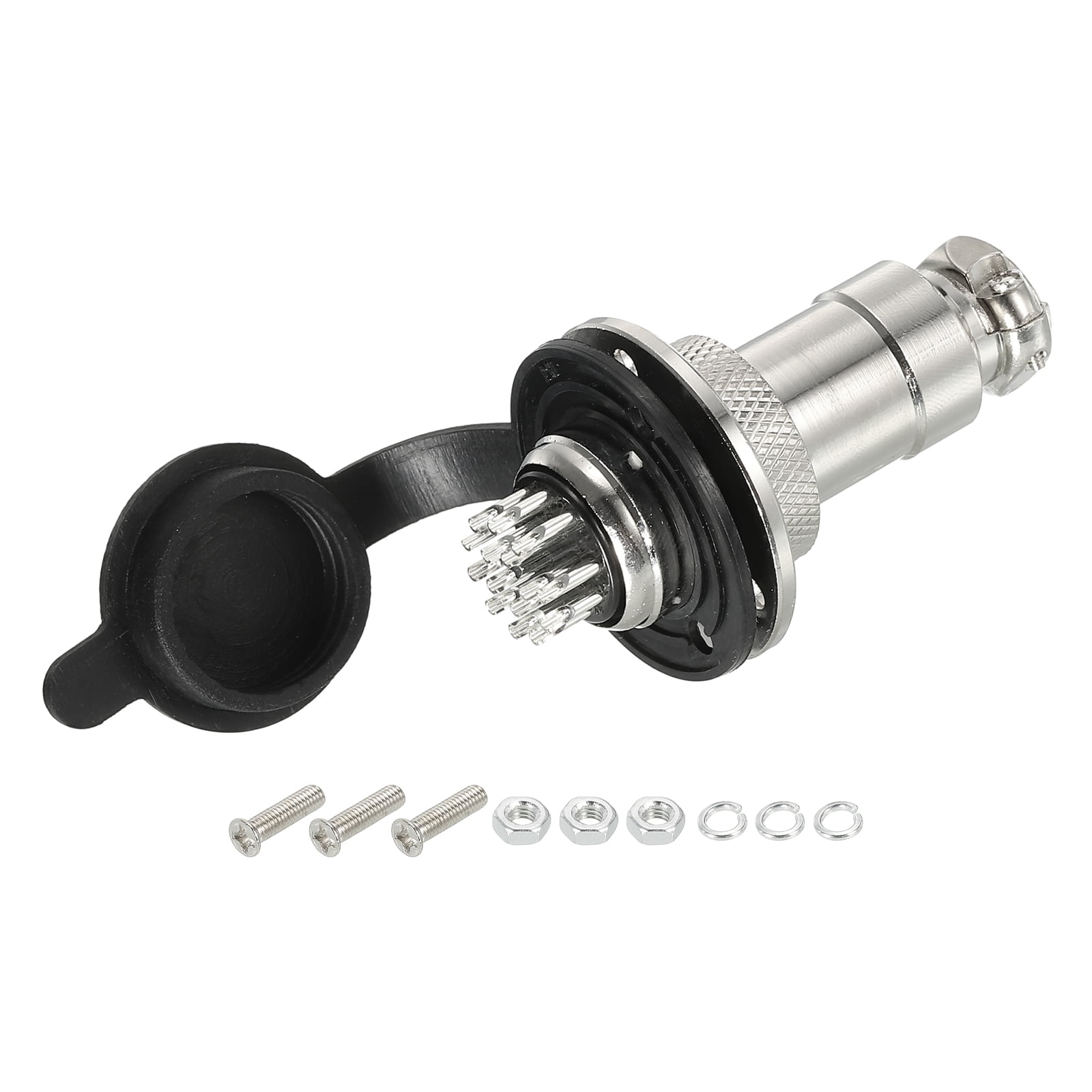 Uxcell Aviation Connector GX20 15Pin 20mm Silver Male Female Panel Metal Aviation Wire Connector ...