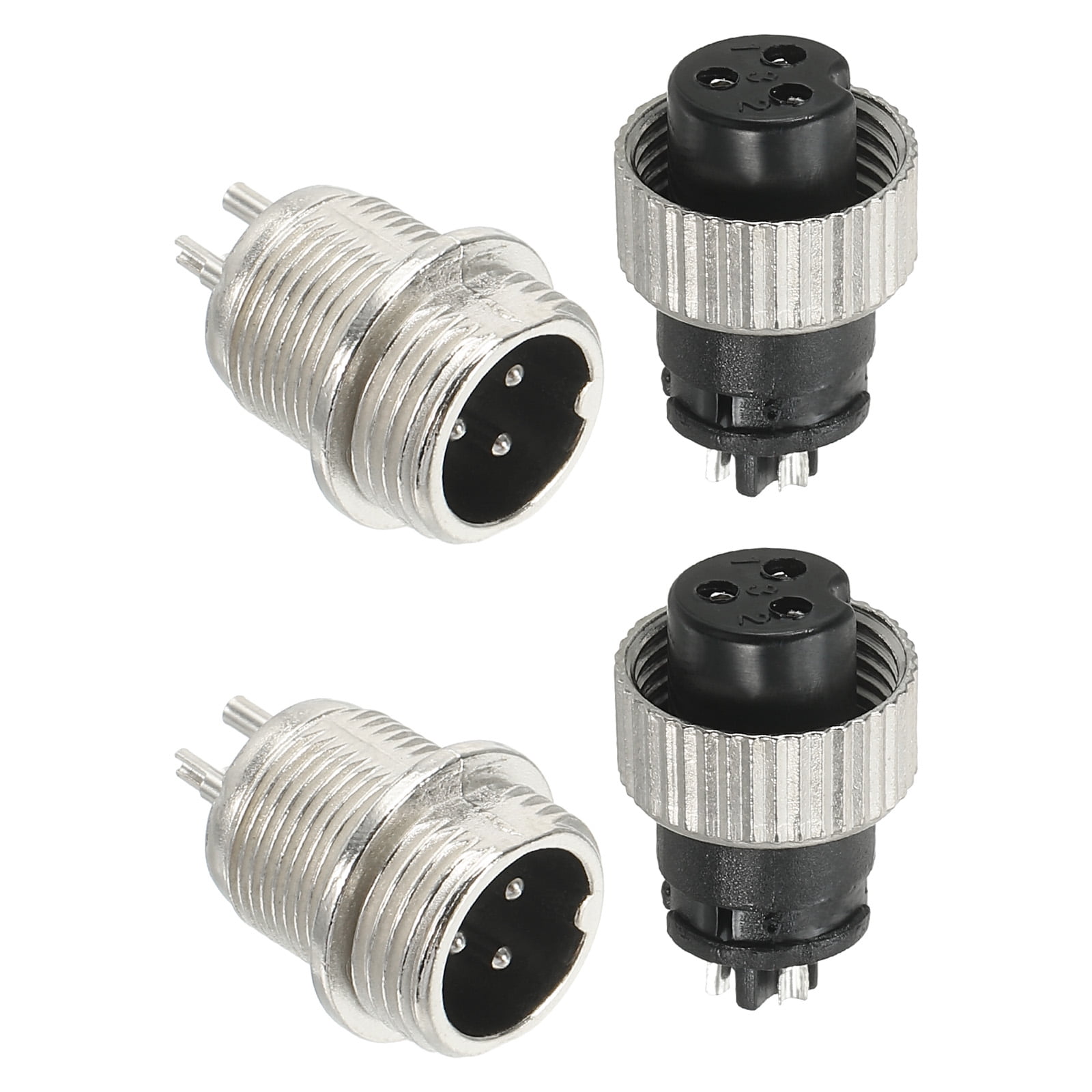Uxcell Aviation Connector Plug, 3 Pin Metal Male Female Panel Connector ...