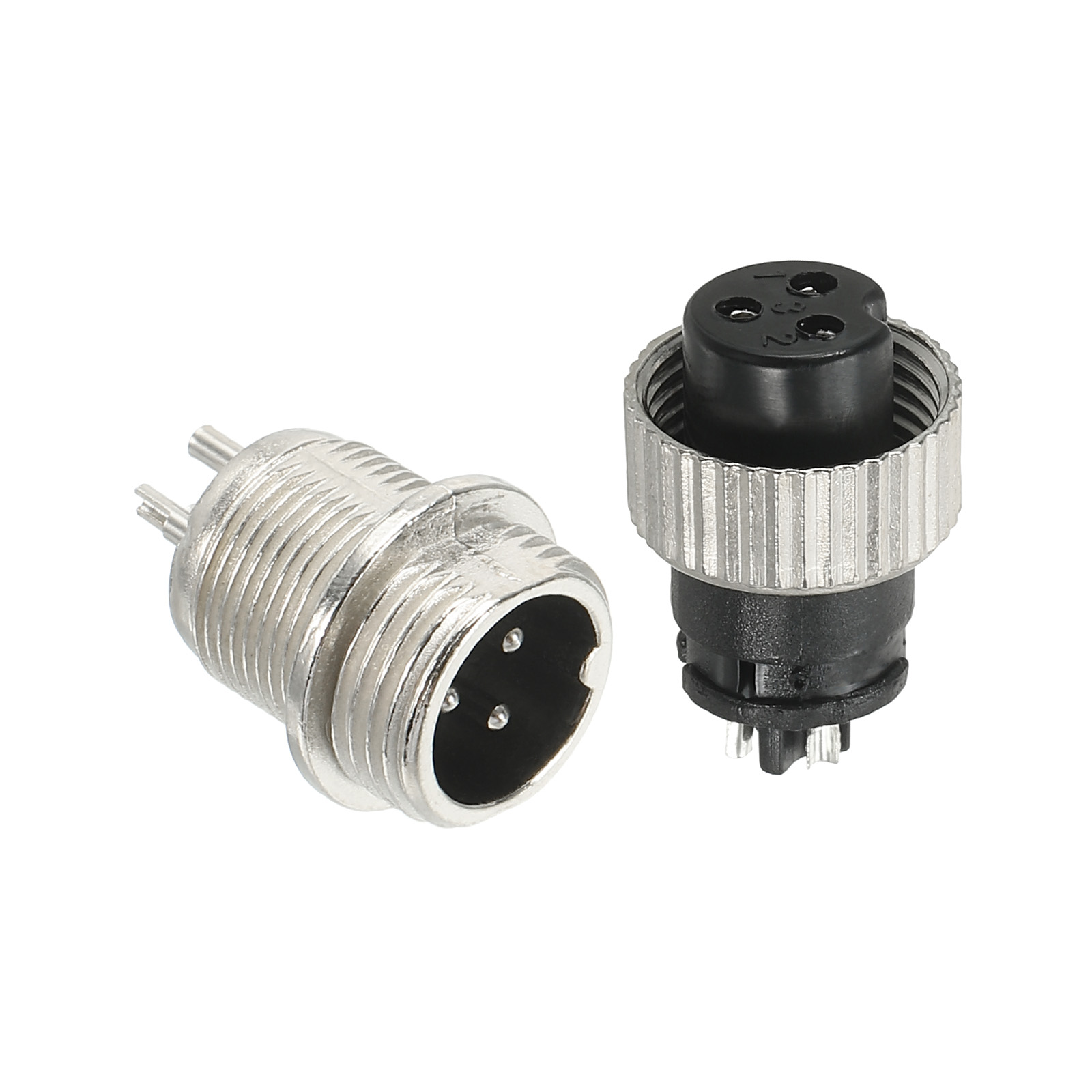 Uxcell Aviation Connector Plug, 3 Pin Metal Male Female Panel Connector ...