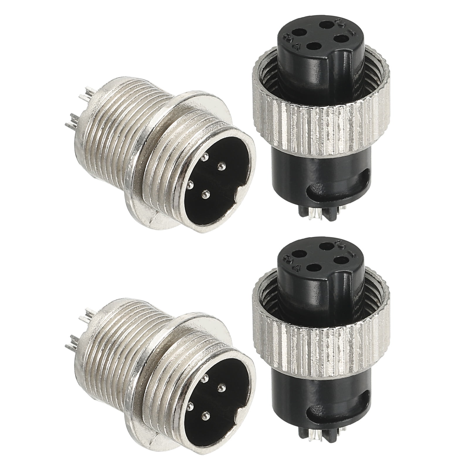 Uxcell Aviation Connector Plug, 4 Pin Metal Male Female Panel Connector ...