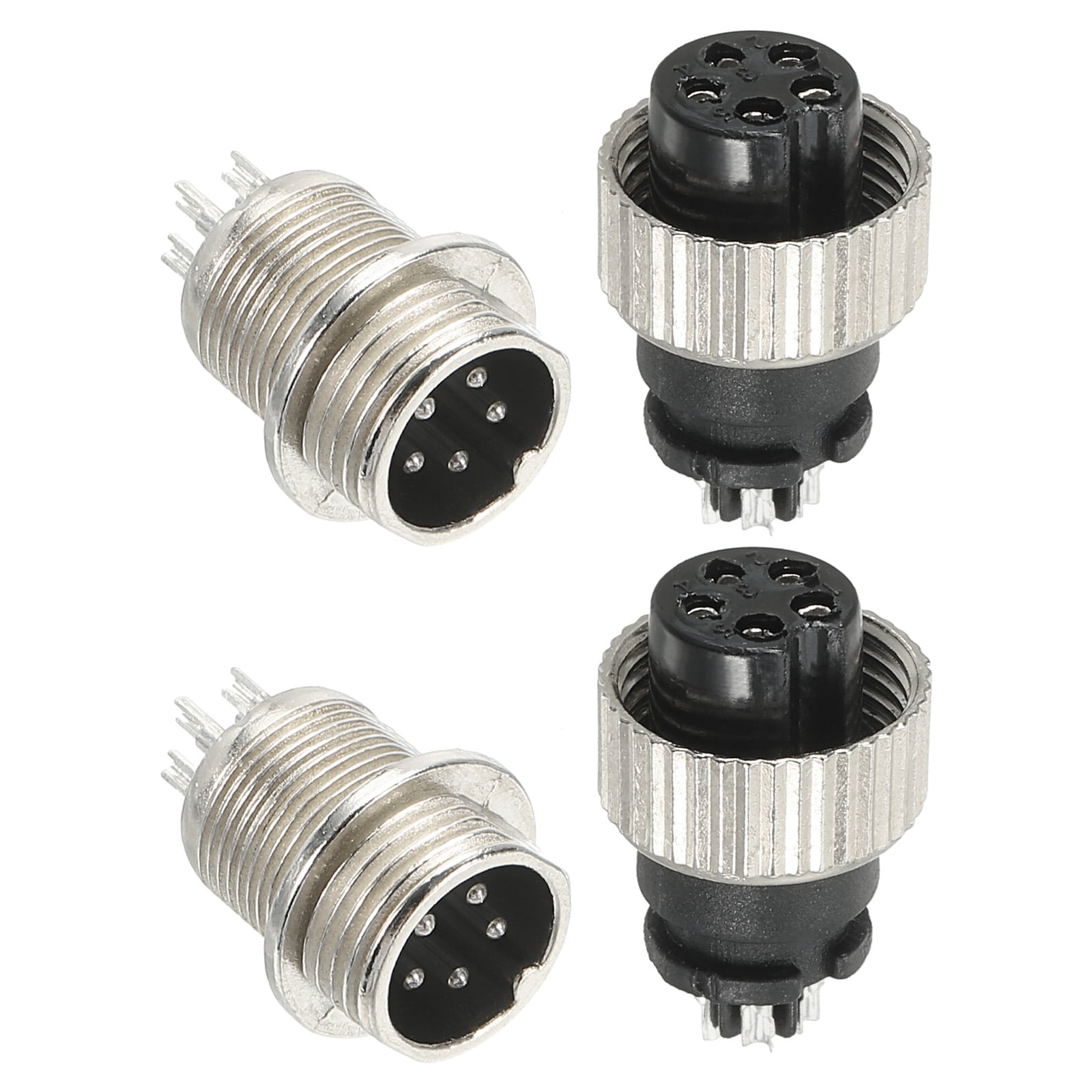 Uxcell Aviation Connector Plug, 5 Pin Metal Male Female Panel Connector ...