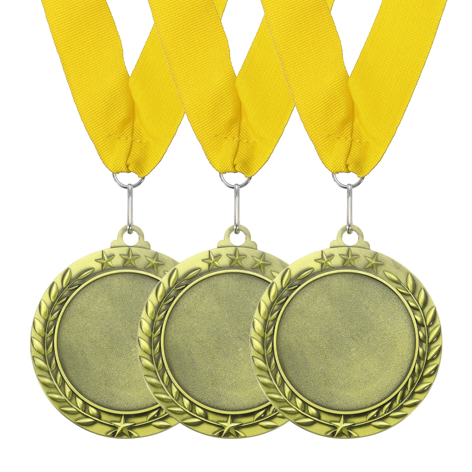 Uxcell Award Medals, Place Winner Medals with Yellow Neck Ribbon Prize ...