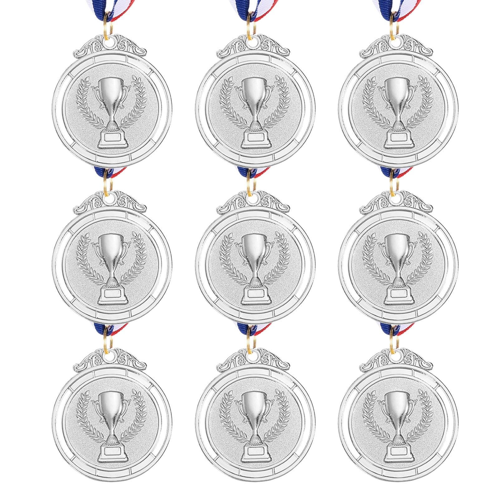 Uxcell Award Metals Winner Medals Prize with Neck Ribbon Red White Blue ...