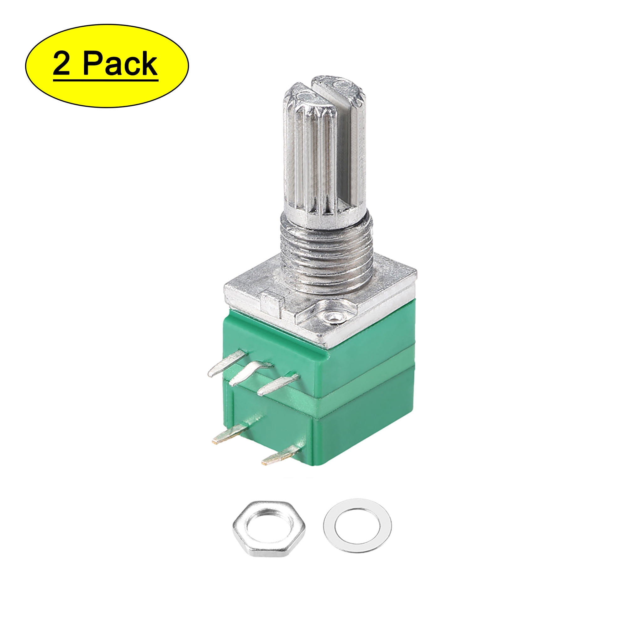 Uxcell B100K Ohm Single Turn Rotary Film Potentiometer, Variable Green ...