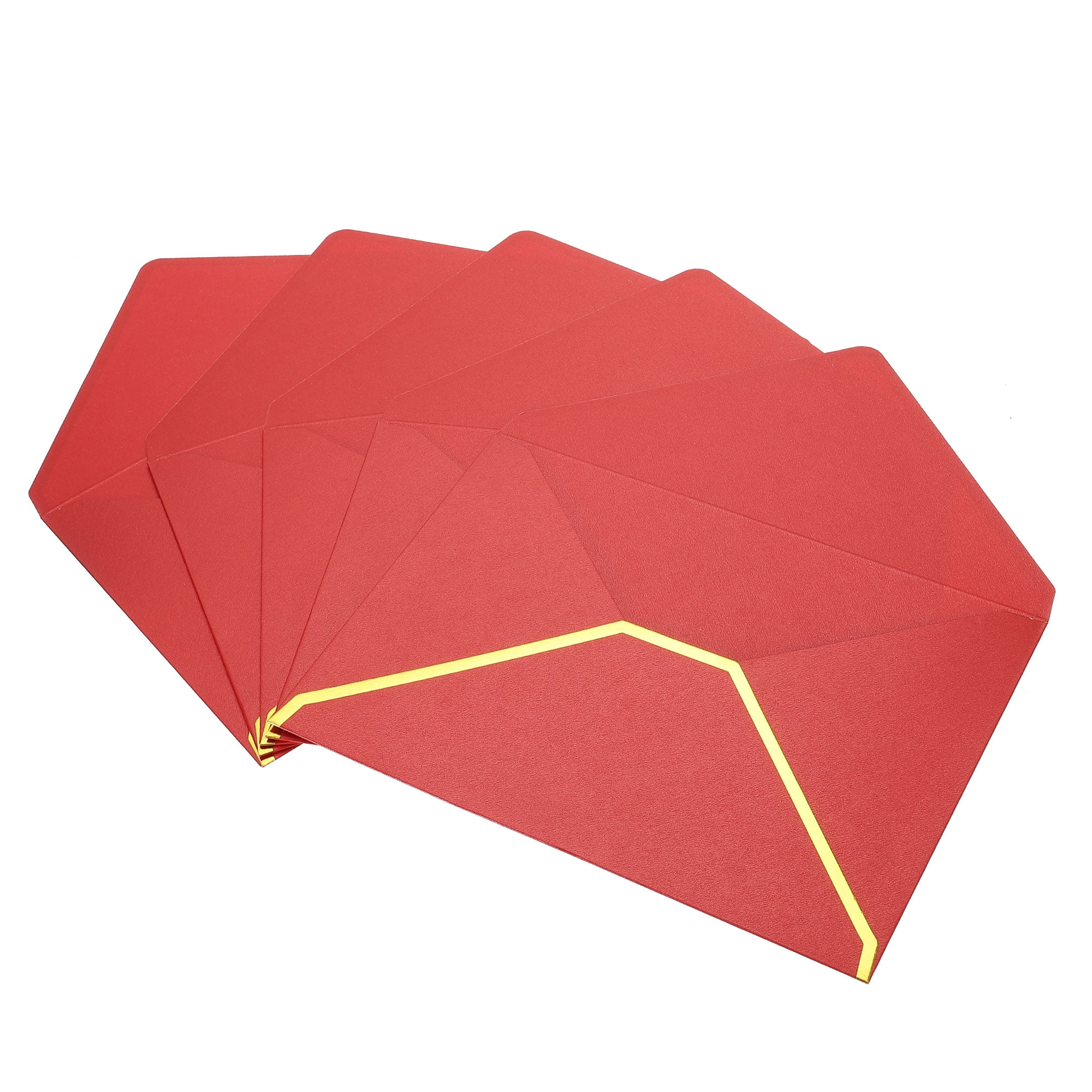 Uxcell B6 Luxury V Flap Gold Border Invitation Wedding Envelopes, Red ...