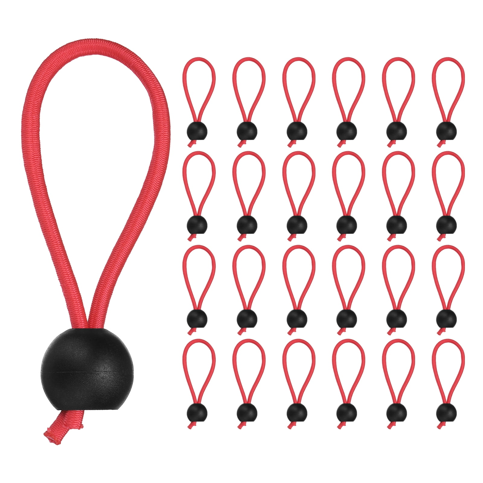 Uxcell Ball Cords,(4 Inch, Red) (25Pcs), Polyester Black Ball Bungee ...
