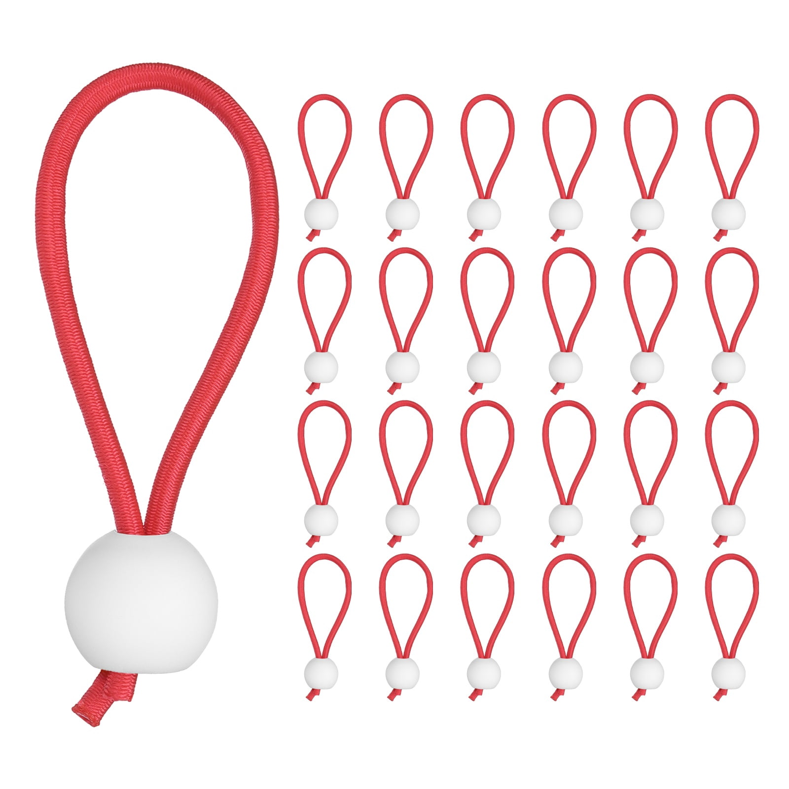 Uxcell Ball Cords,(4 Inch, Red) (25 Pack), Polyester White Ball Bungee ...