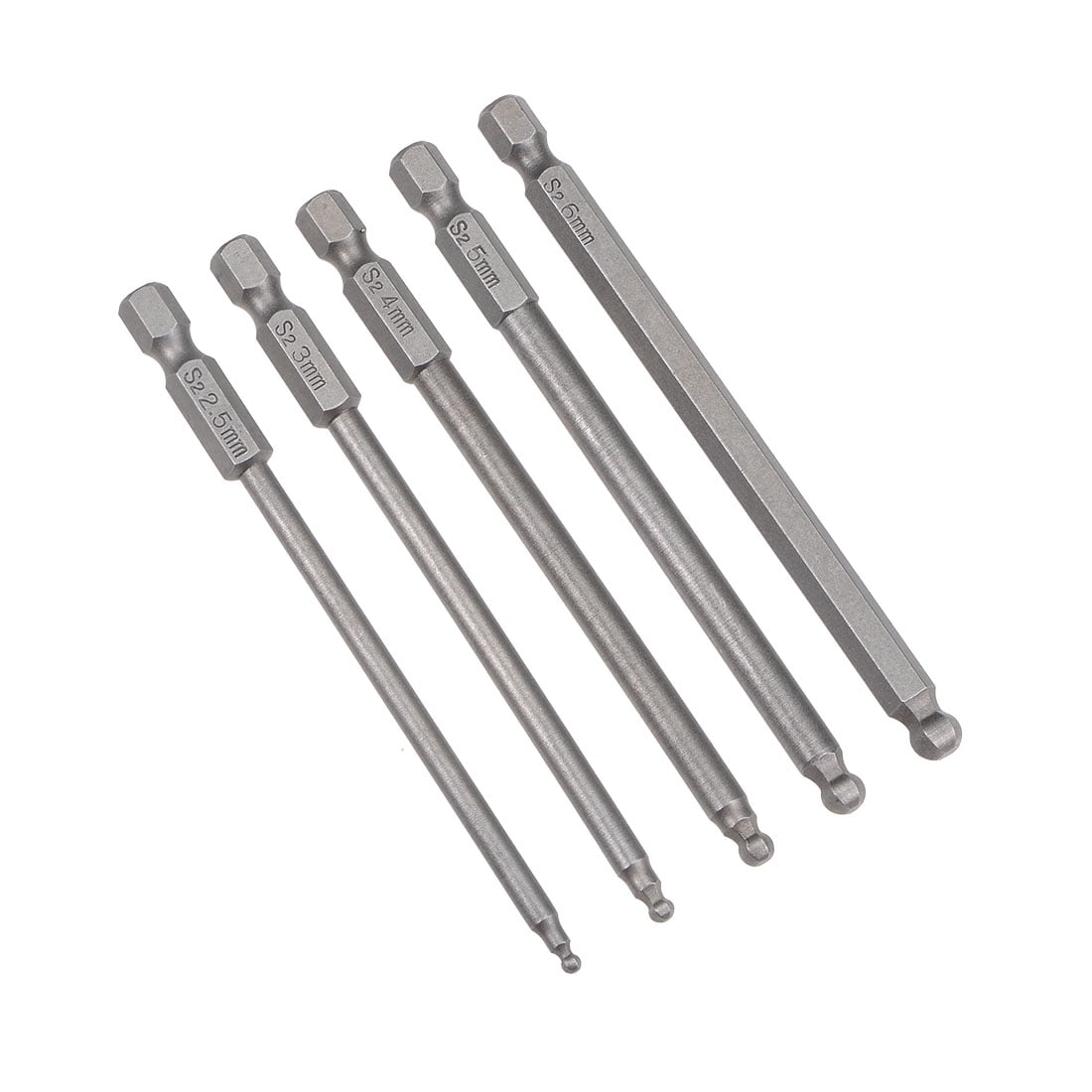 Uxcell Ball End Hex Screwdriver Bit S2 Alloy Steel 1/4 Inch Hex Shank 0 ...