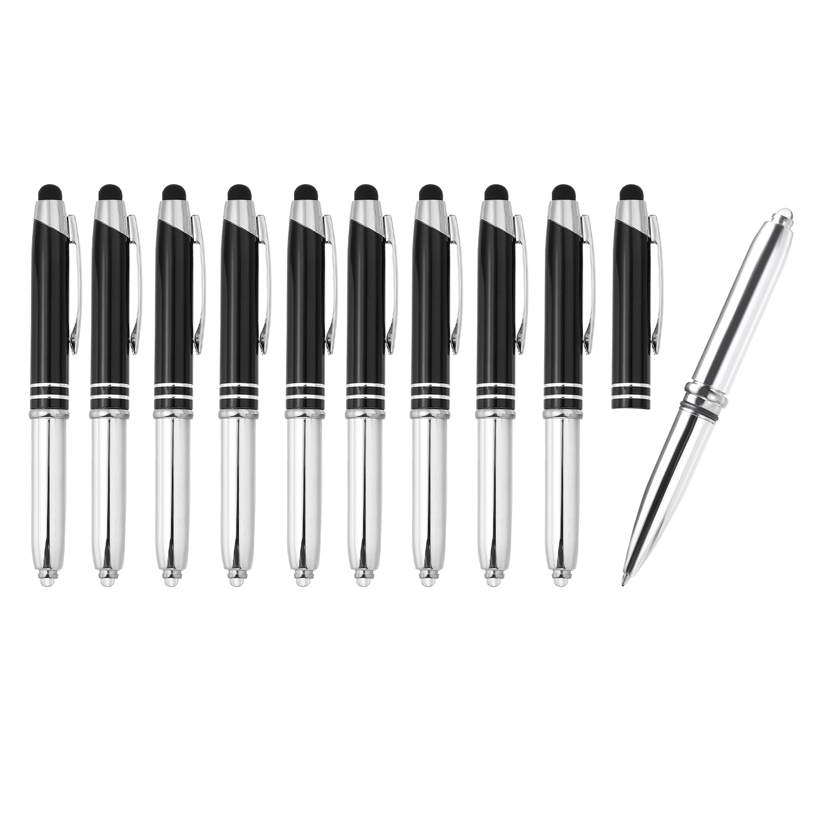 Uxcell Ballpoint Pen with Stylus Tip and LED Flashlight, 10 Pack 3 in 1 ...