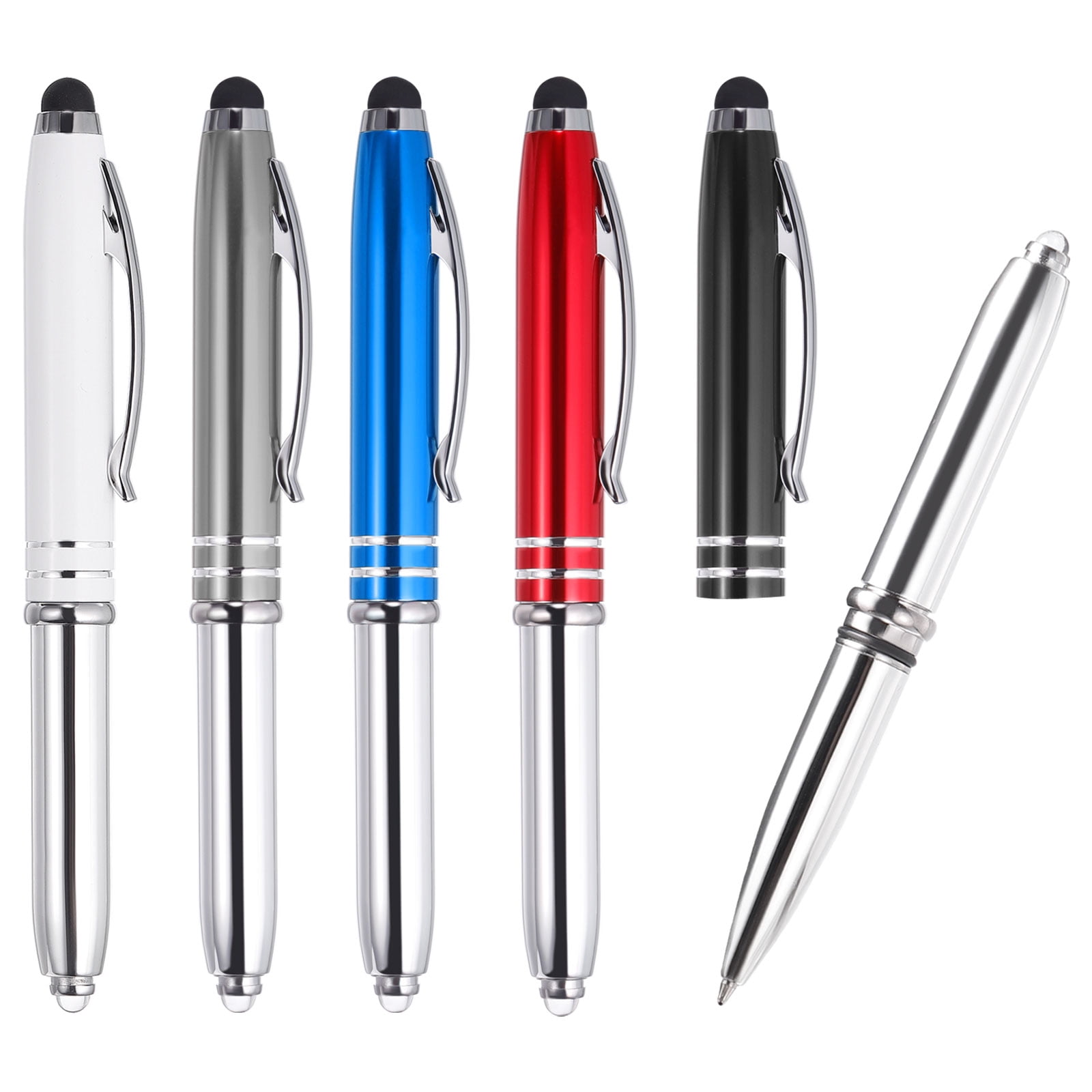 Uxcell Ballpoint Pen with Stylus Tip and LED Flashlight Metal Pen Black ...