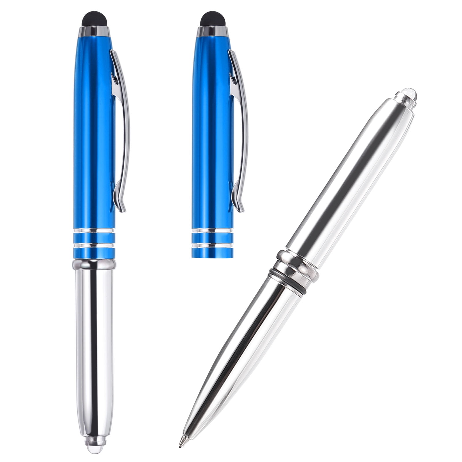 Uxcell Ballpoint Pen with Stylus Tip and LED Flashlight Metal Pen Black ...