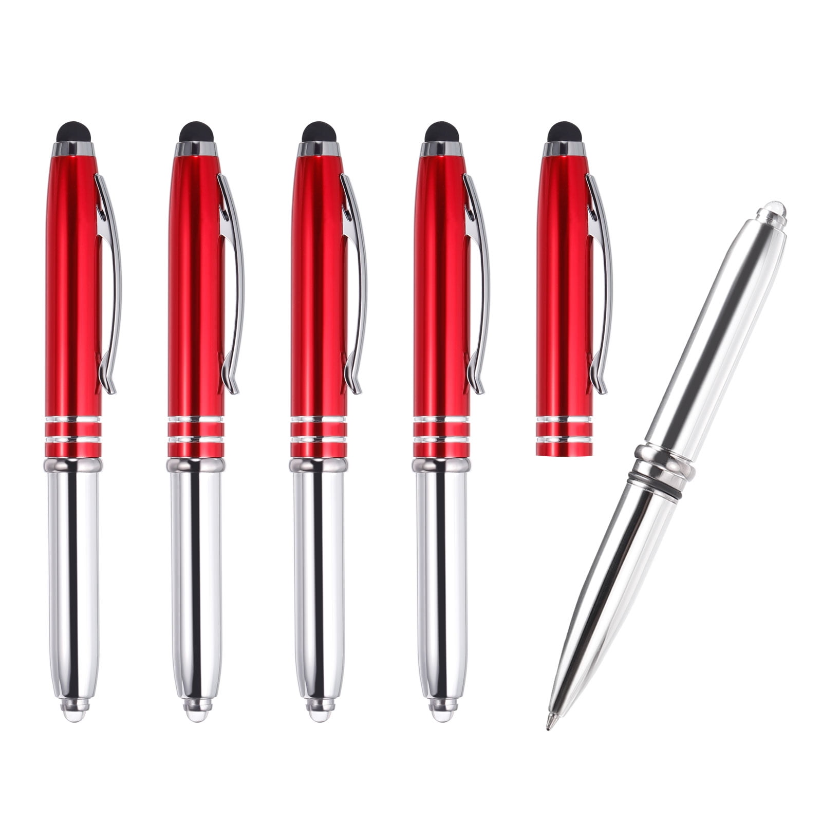 Uxcell Ballpoint Pen with Stylus Tip and LED Flashlight Metal Pen Black ...