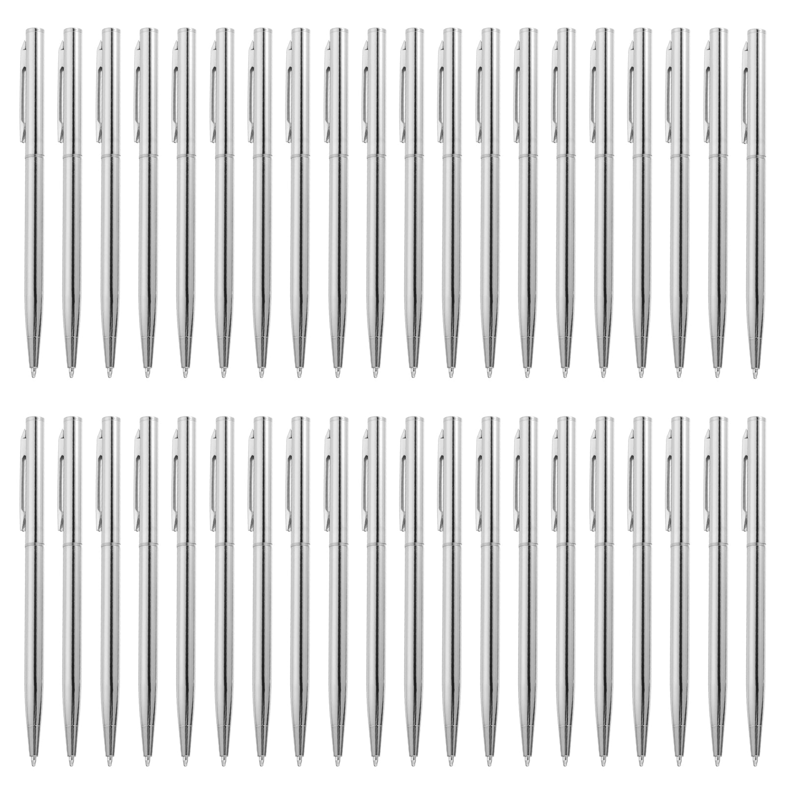 Uxcell Ballpoint Pens, 100Pcs Retractable Metal Black Ink Stamping ...