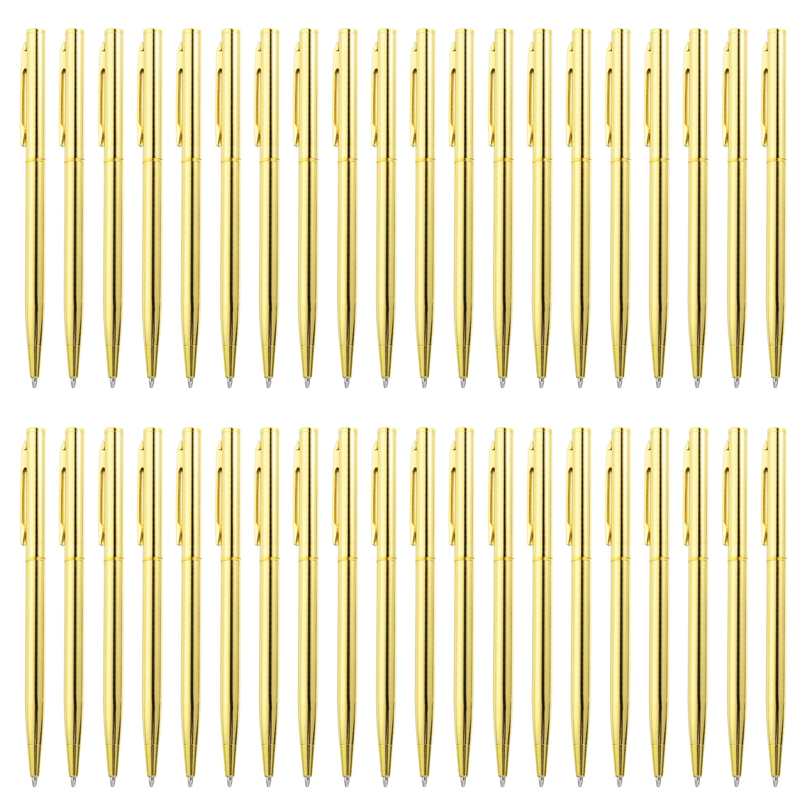 Uxcell Ballpoint Pens Bulk, 100pcs Retractable Metal Black Ink Stamping ...