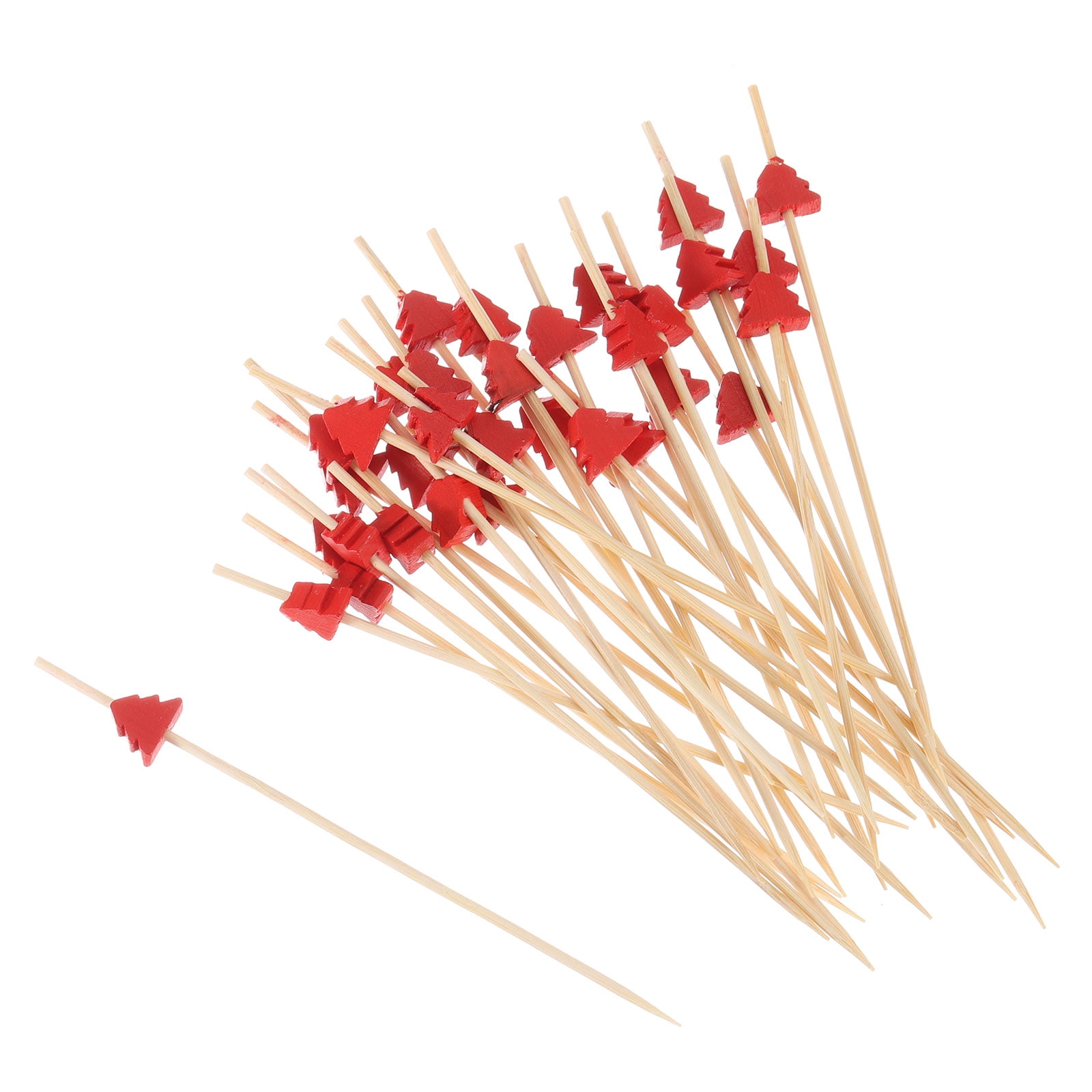 Uxcell Bamboo Cocktail Toothpicks Christmas Tree Drink Picks Skewer ...