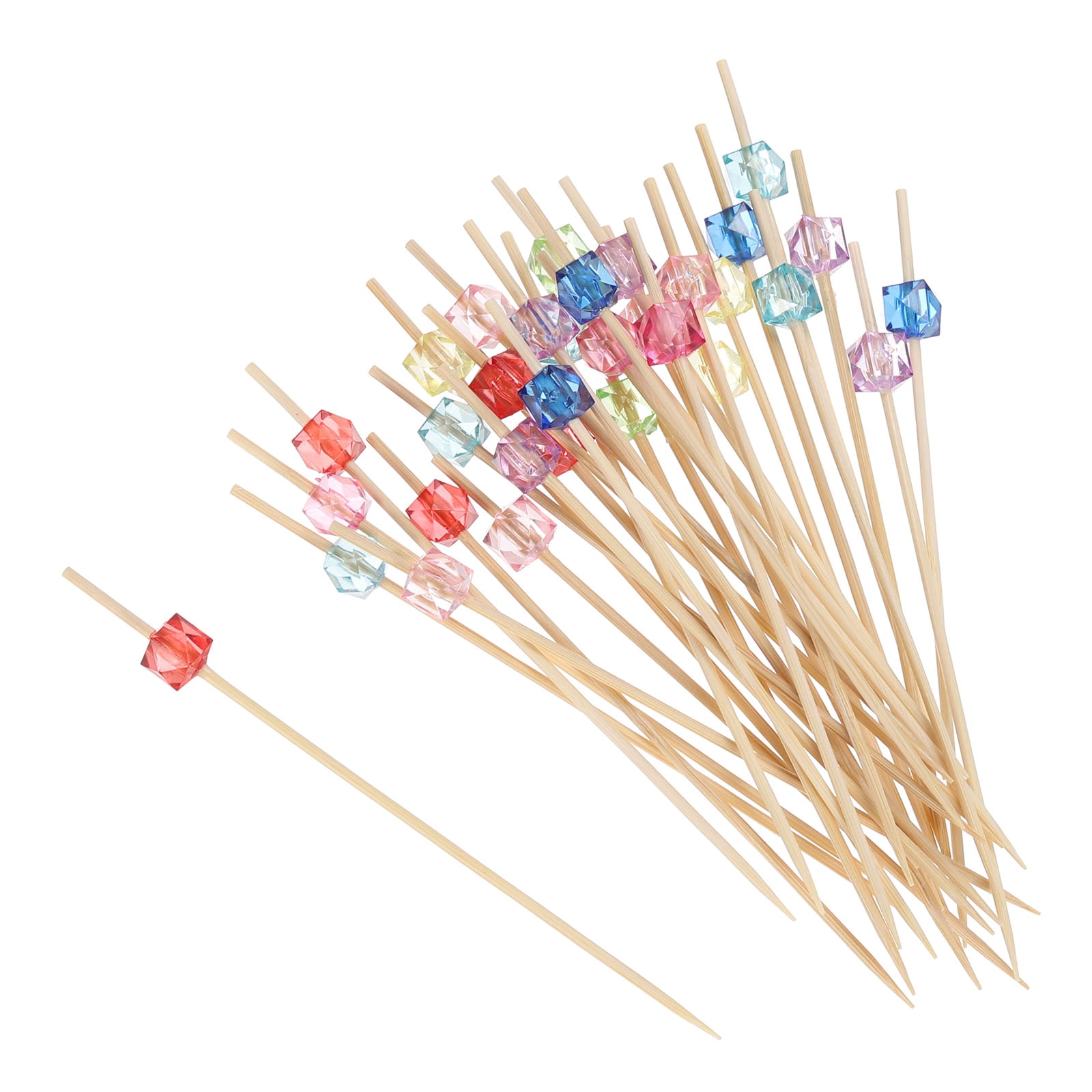 Uxcell Bamboo Cocktail Toothpicks Colour Square Drink Picks Skewer ...