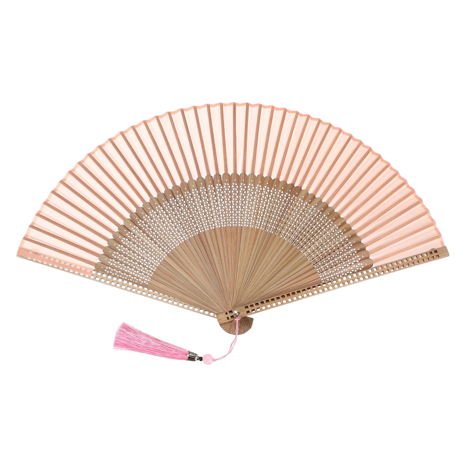 Uxcell Bamboo Silk Folding Fans, Handheld Fan with Real Silk, Chinese ...