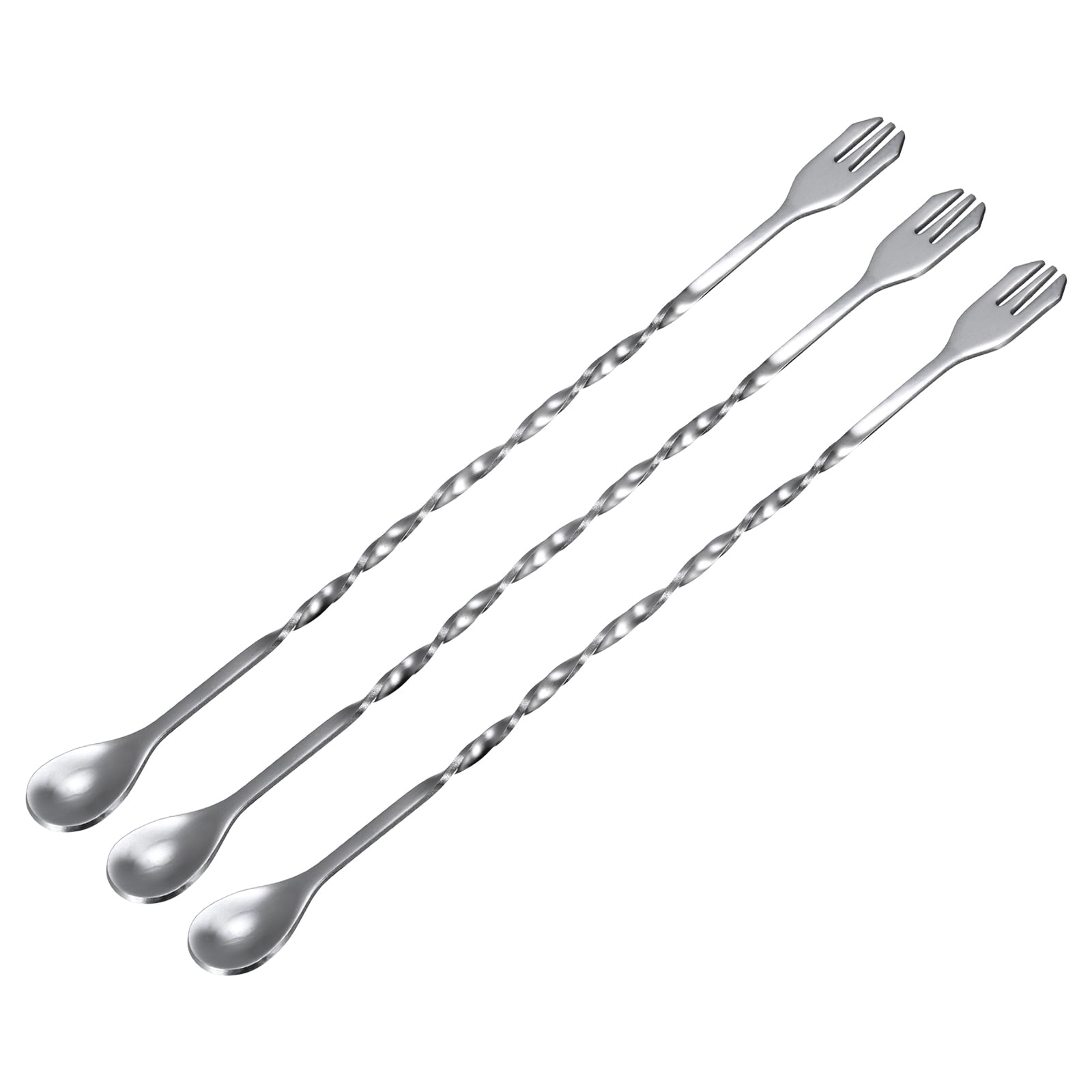Unique Bargains Bar Mixing Spoon Set 3 Pcs Stainless Steel Cocktail ...