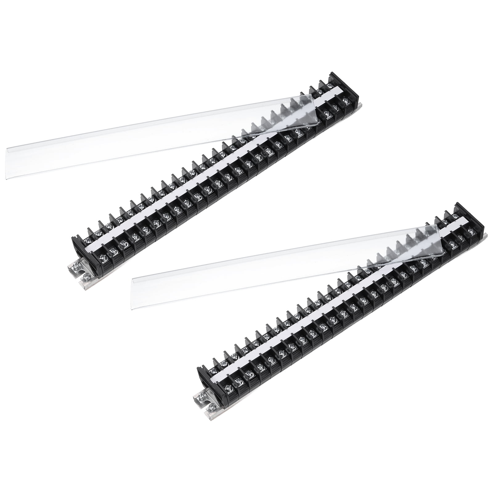 Uxcell Barrier Terminal Strip Block 600V 60A Dual Rows 3 Positions Rail Base Screw Connector ...