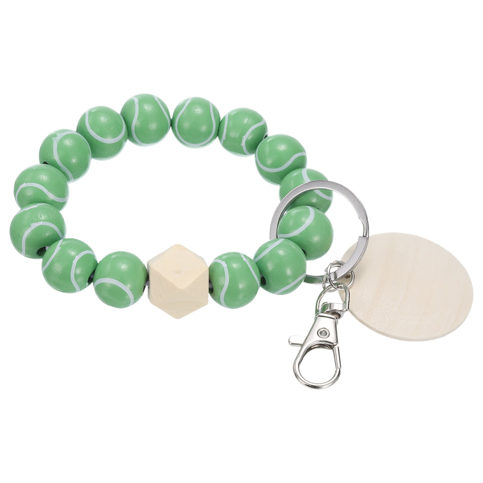 Uxcell Baseball Charm Wristlet Keychain Wooden Bead Sports Charm ...