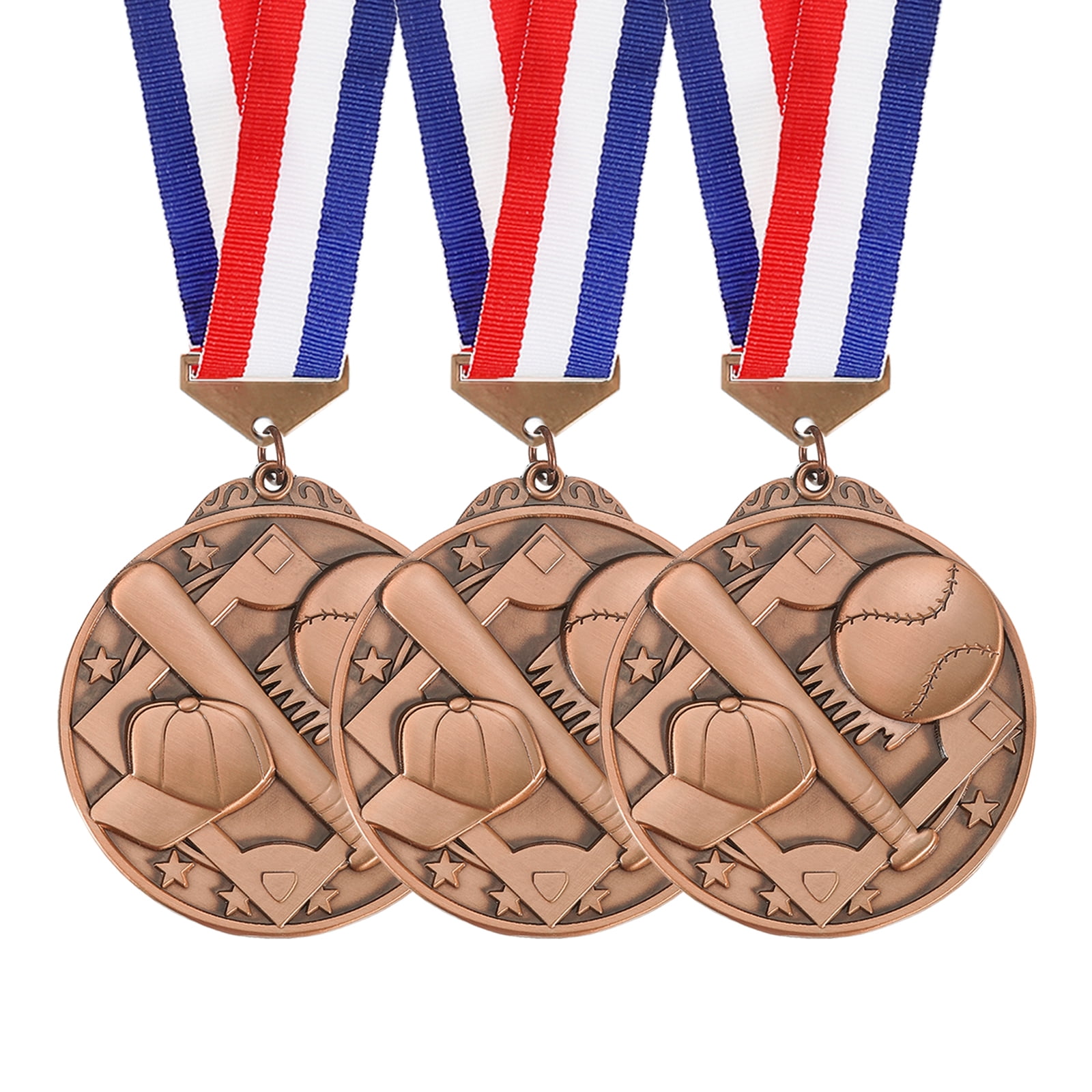 Uxcell Baseball Games Cap Award Medals with Ribbons, Winner Medals Gold ...