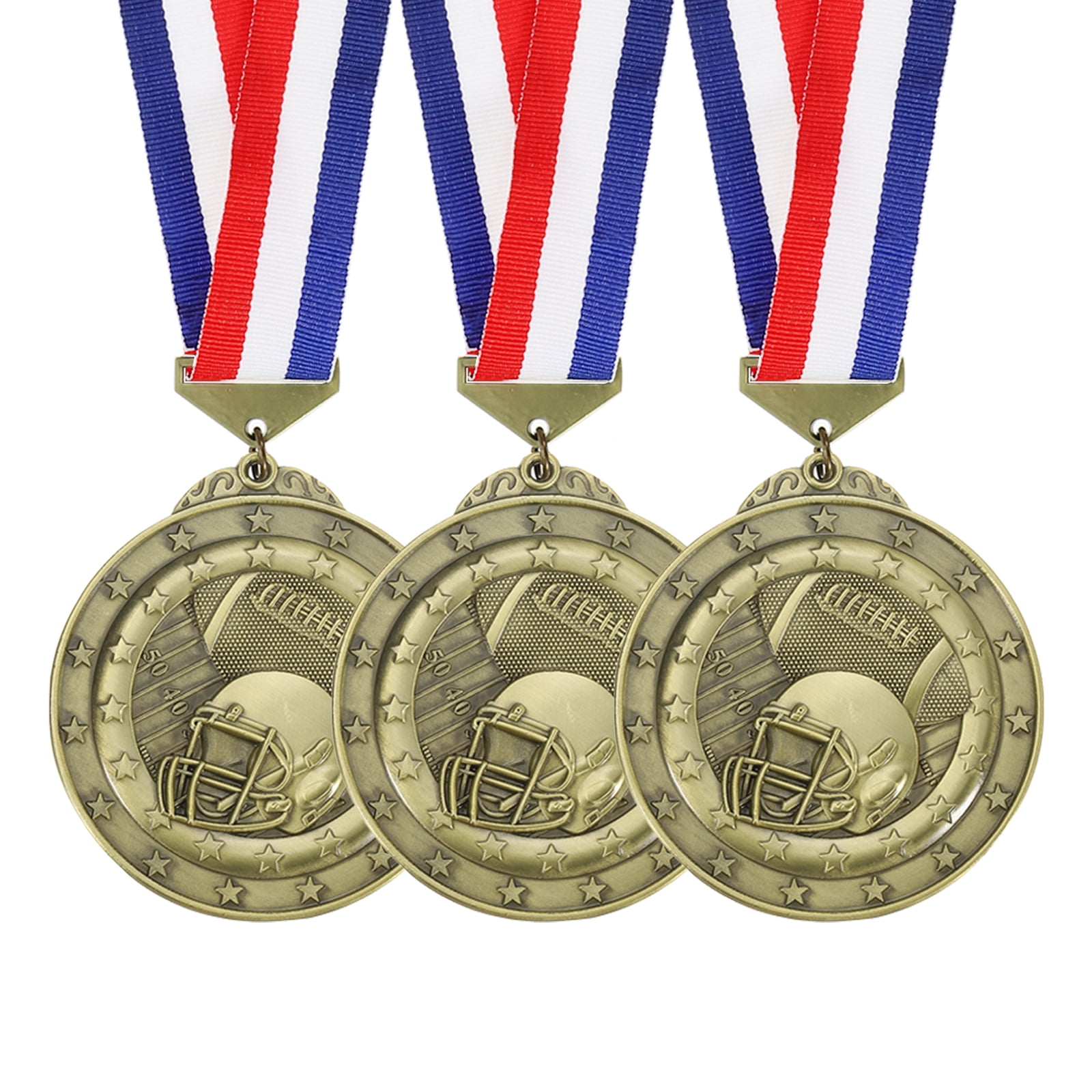 3 Pcs Baseball Games Helmet Embossing Award Medals with Ribbons, Winner ...