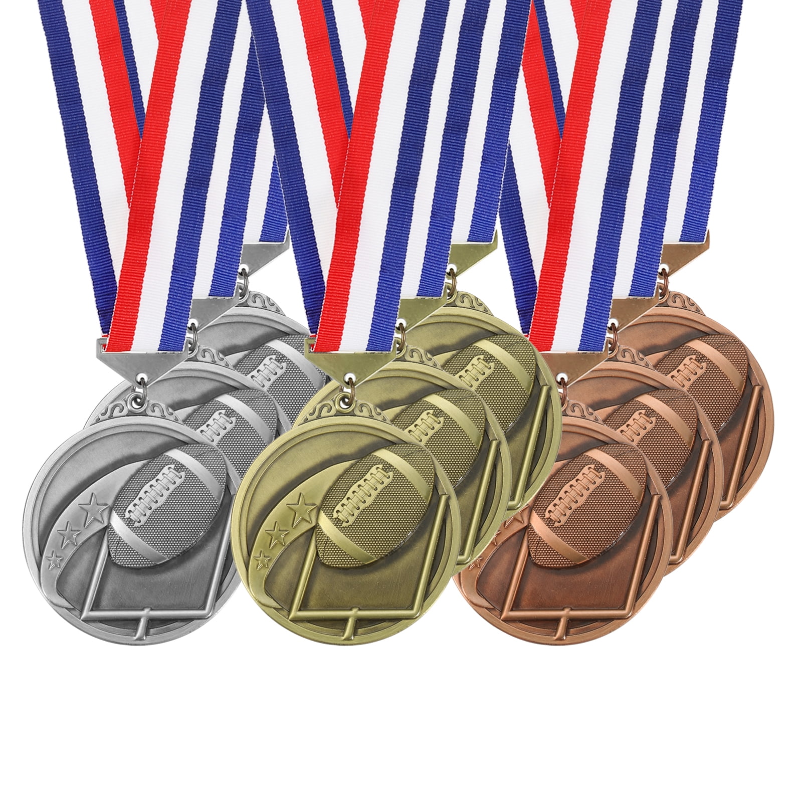 Uxcell Baseball Games Star Embossing Gold Silver Bronze Award Medals ...