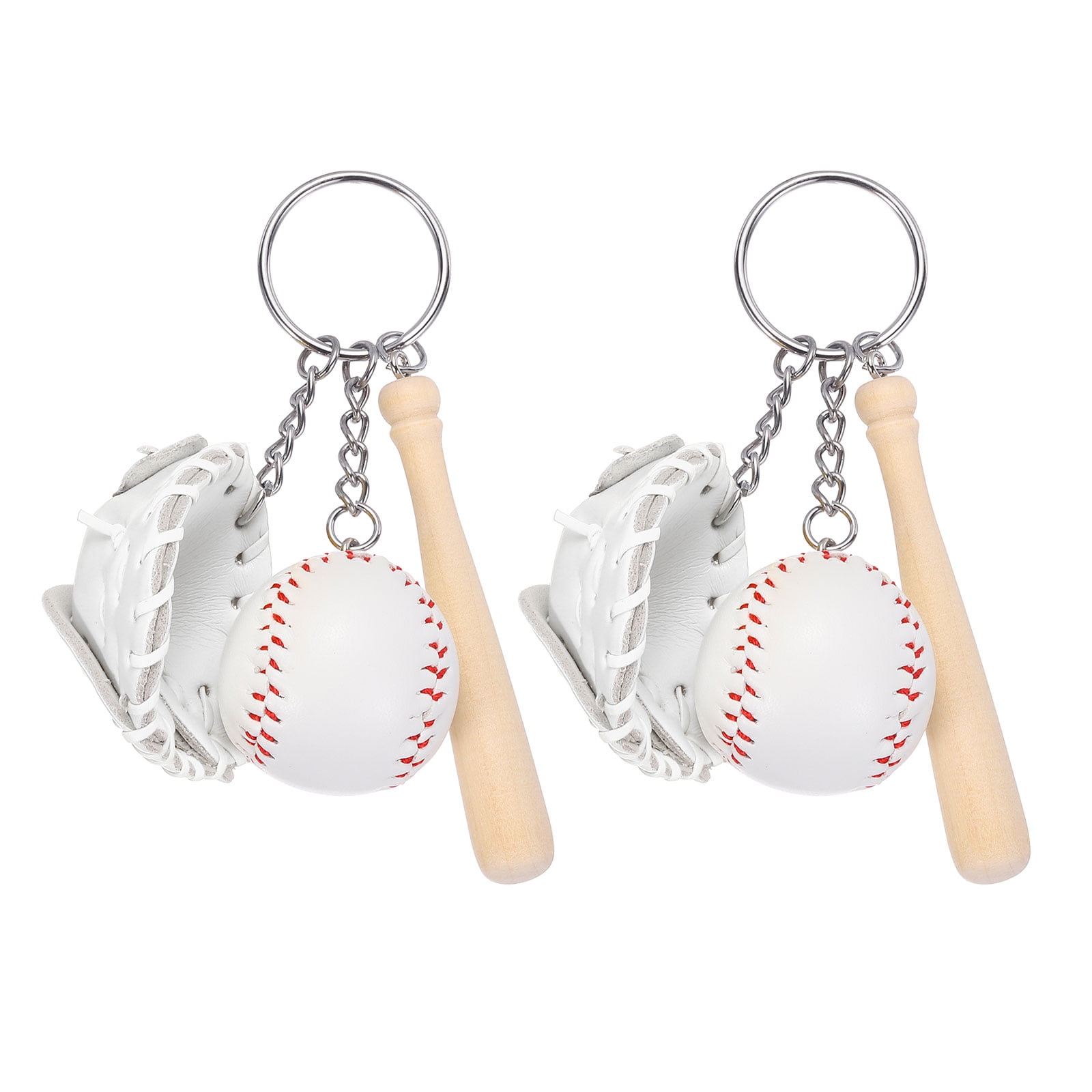Uxcell Baseball Keychain, 2 Pcs Softball Gloves Baseball Bats Key Chain ...