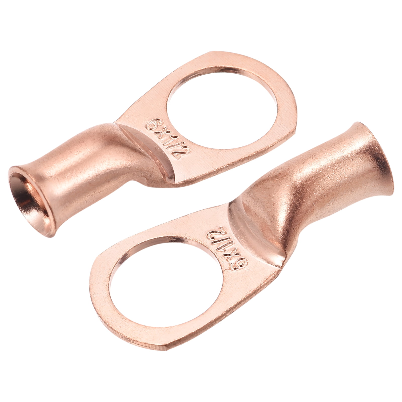 Uxcell Battery Cable Ends 0.52 Inch 6 AWG Ring Terminals Bare Copper ...