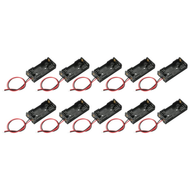 Uxcell Battery Holder Box 2 x AAA, 2 Slots 5.91" Wire Lead AAA ...