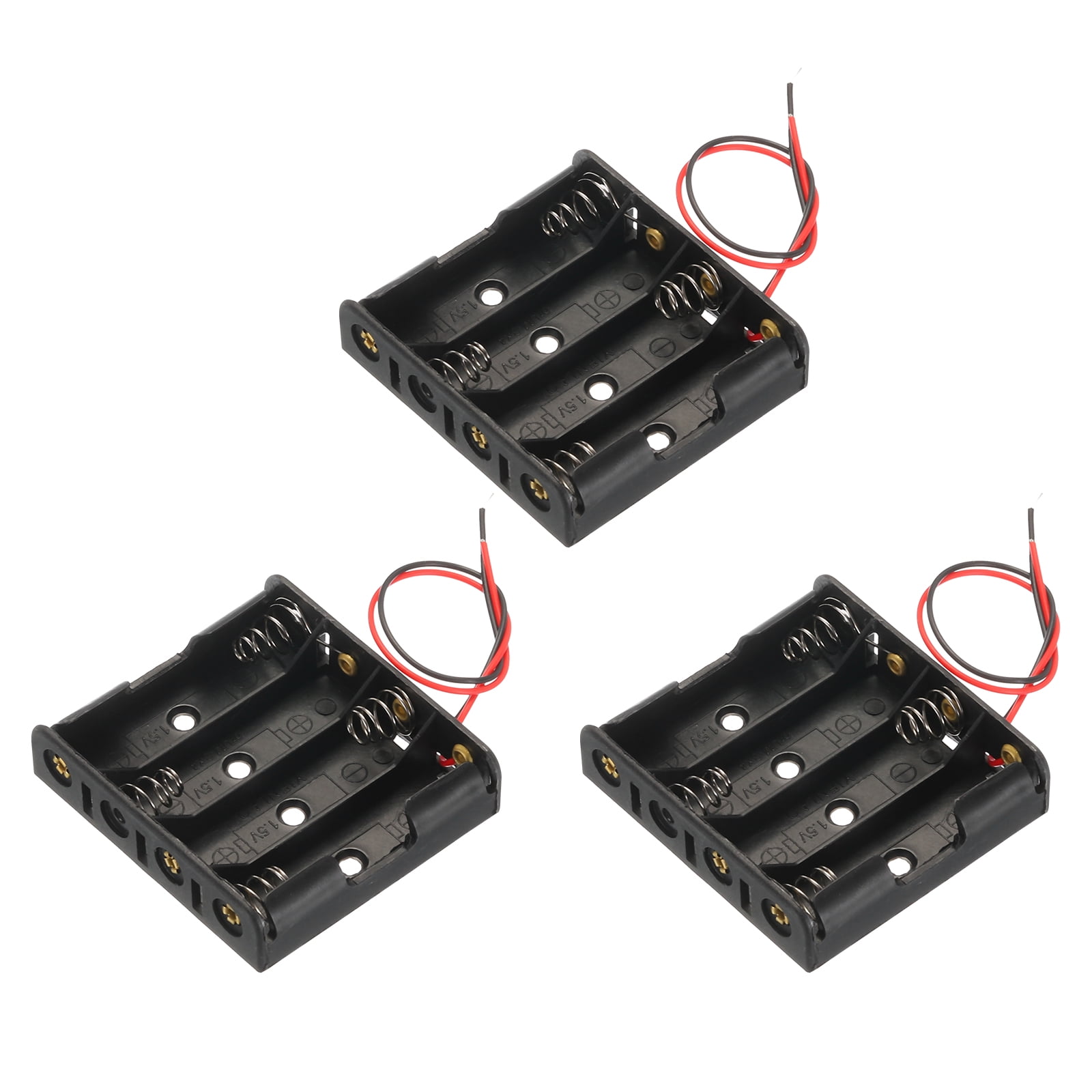 Uxcell Battery Holder Box 4 x AA, 4 Slots 2.5" Wire AA-Batteries Holder ...