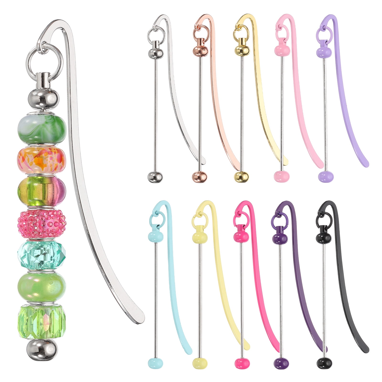 Uxcell Beadable Bookmarks, 10 Pcs Beaded Bookmark DIY Metal Blank Bar ...