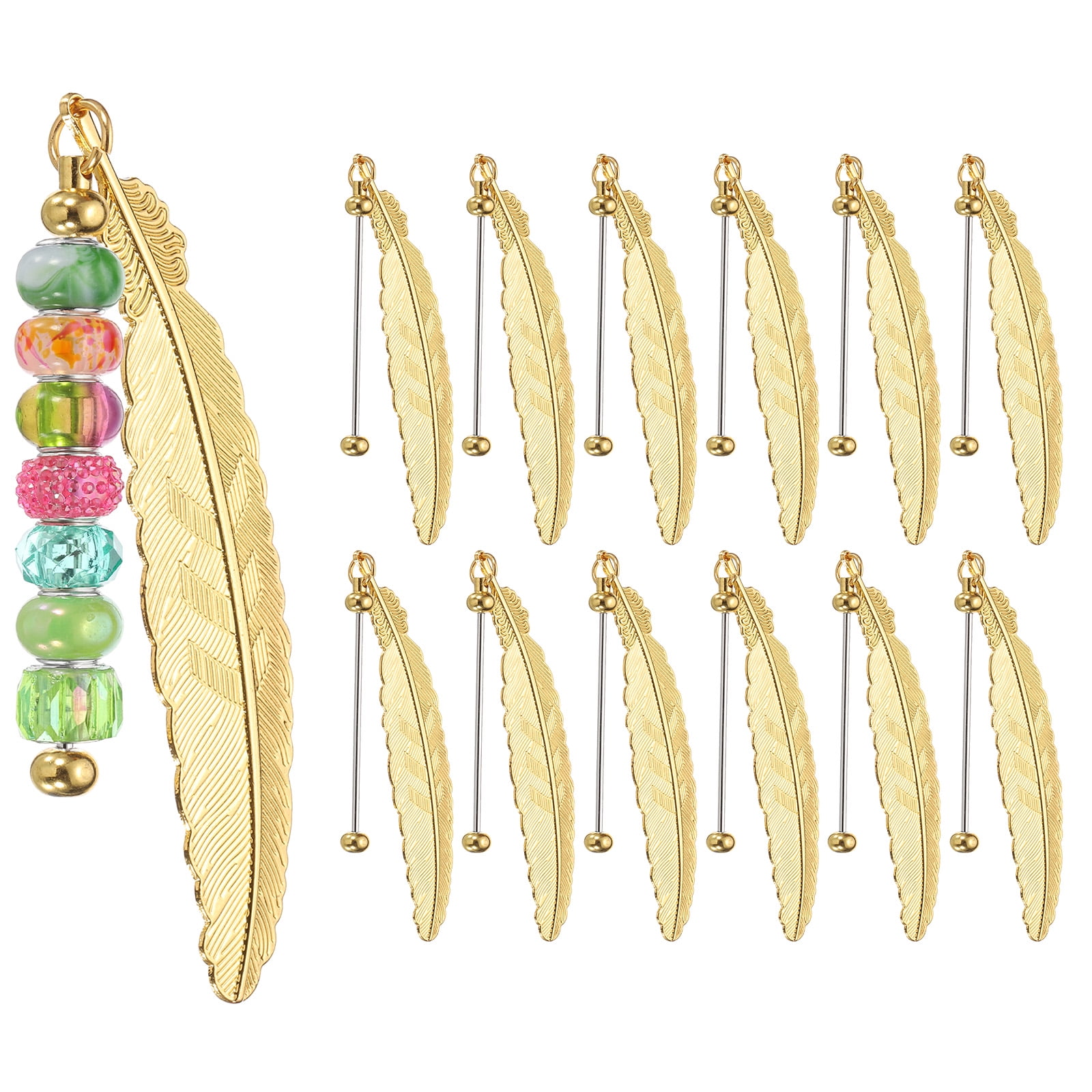 Uxcell Beadable Bookmarks, 12 Pcs Beaded Bookmark DIY Metal Blank Bar ...
