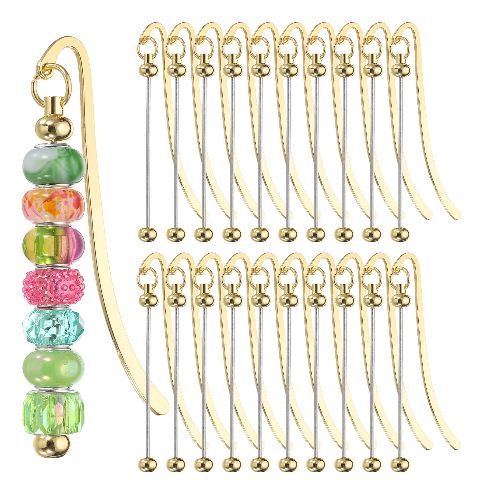 Uxcell Beadable Bookmarks, 20 Pcs Beaded Bookmark DIY Metal Blank Bar ...