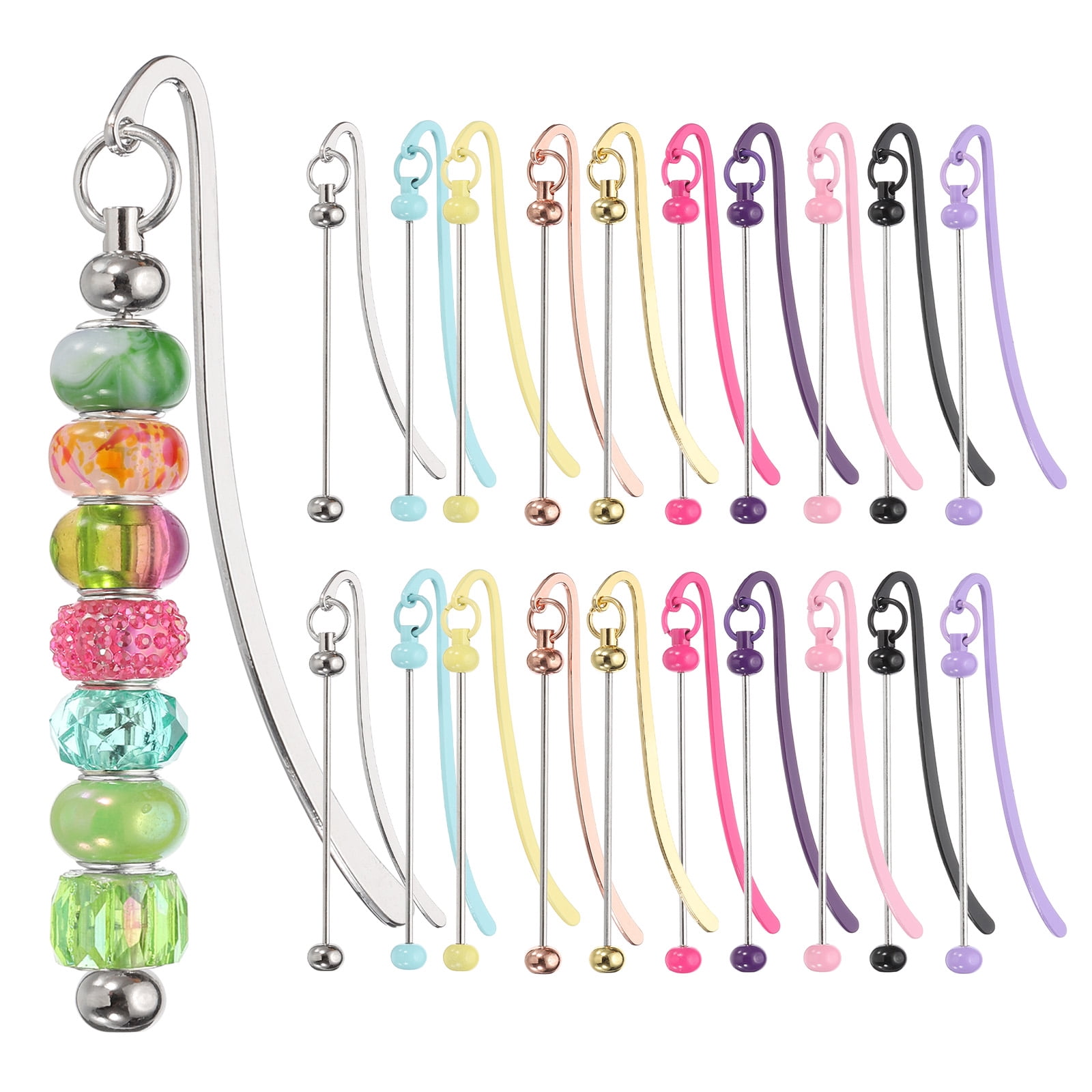 Uxcell Beadable Bookmarks, 20 Pcs Beaded Bookmark DIY Metal Blank Bar ...