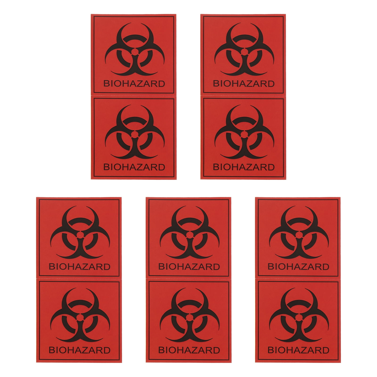 Uxcell Biohazard Stickers Warning Sign Red with Black Words Warning ...