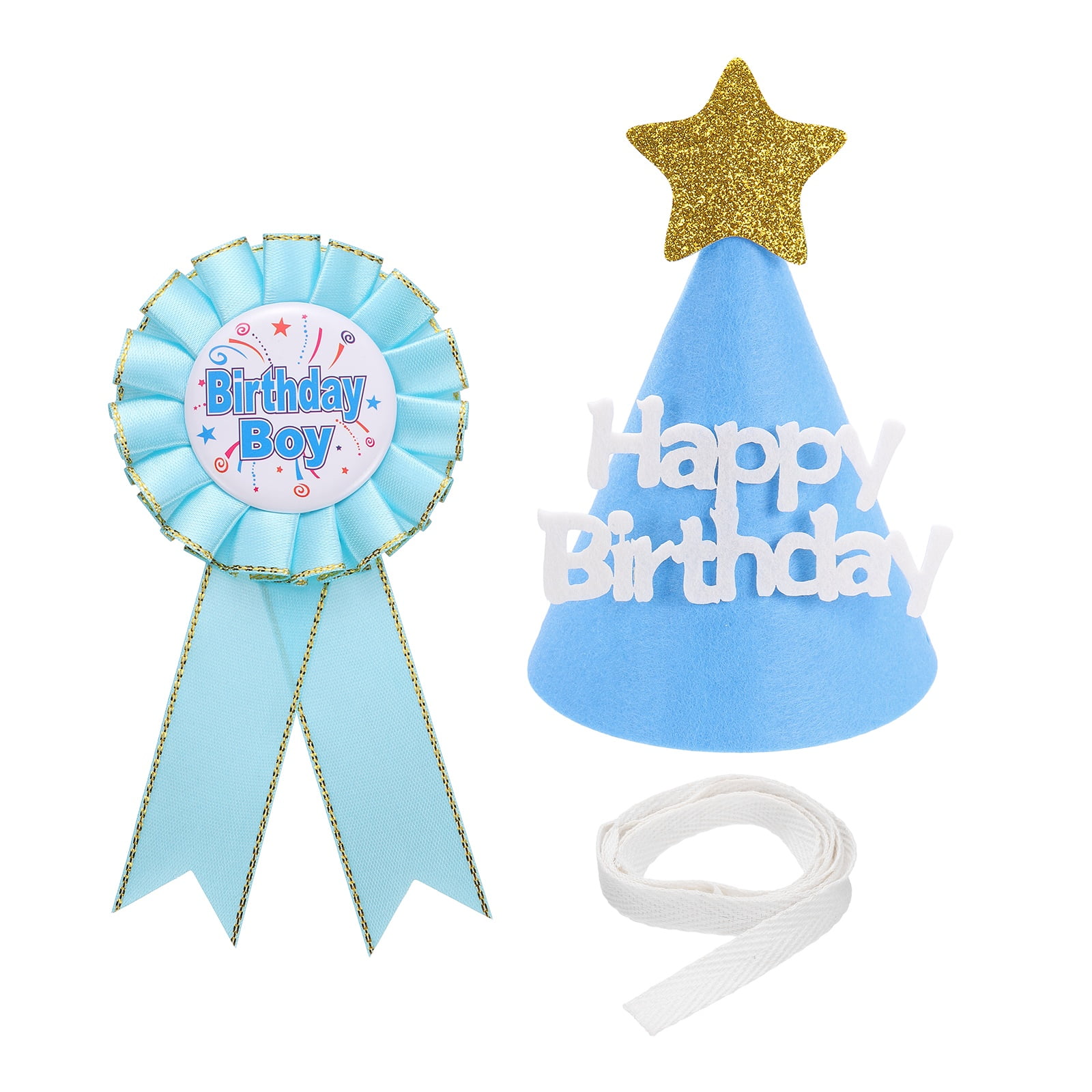 Uxcell Birthday Cone Party Set , Ribbon Brooch Pin & Felt Cone Hat with ...