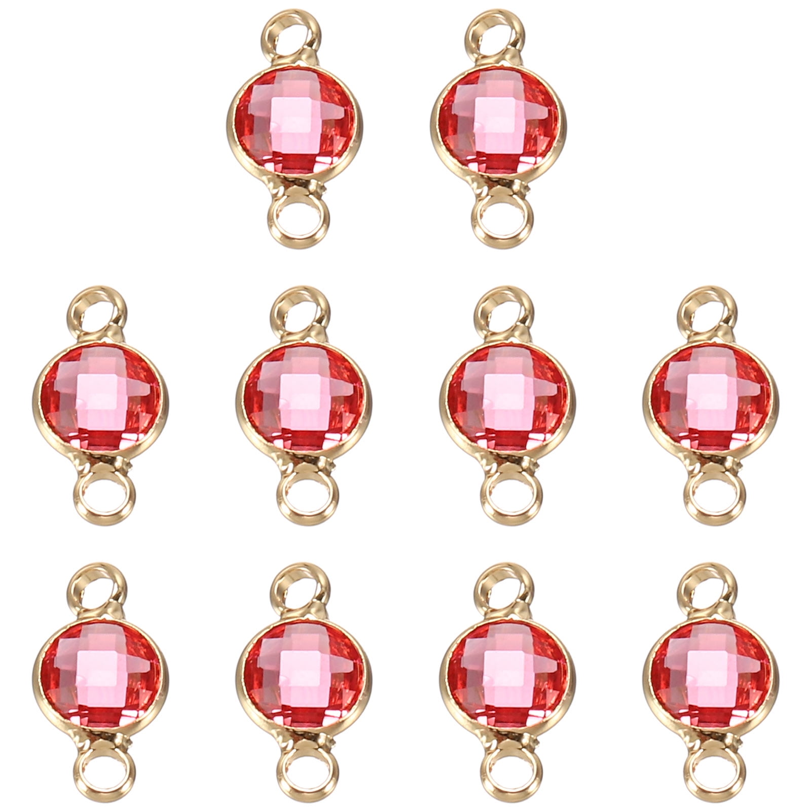 Uxcell Birthstone Connector Link 2mm Hole Rose Red Round Birthstone ...