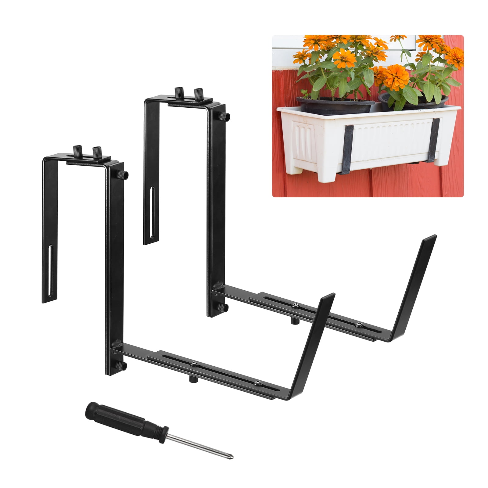 Uxcell Black Planter Box Brackets, Adjustable Window Planter Box ...