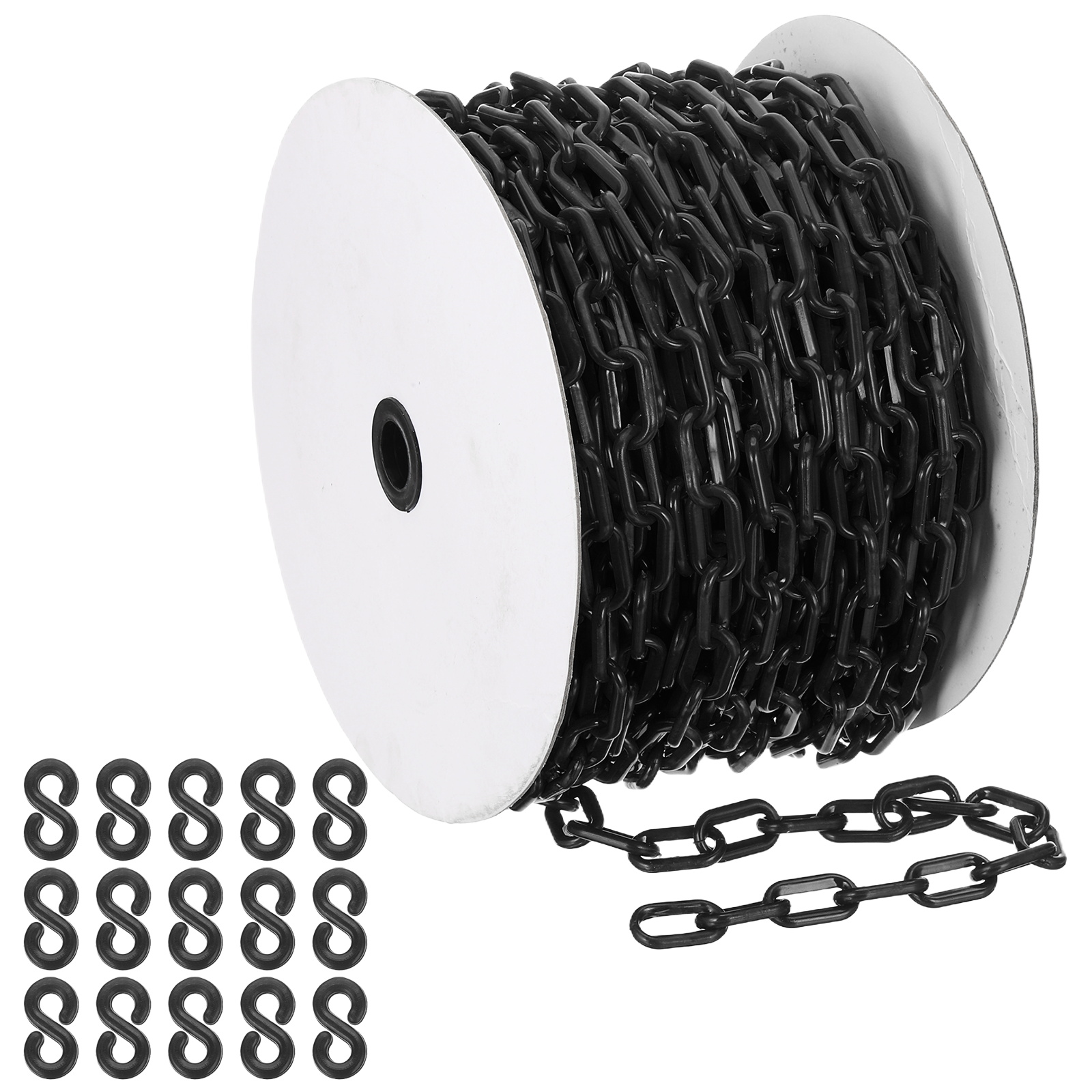 Uxcell Black Plastic Chain, 131 ft 6mm Safety Barrier Chain for Crowd ...